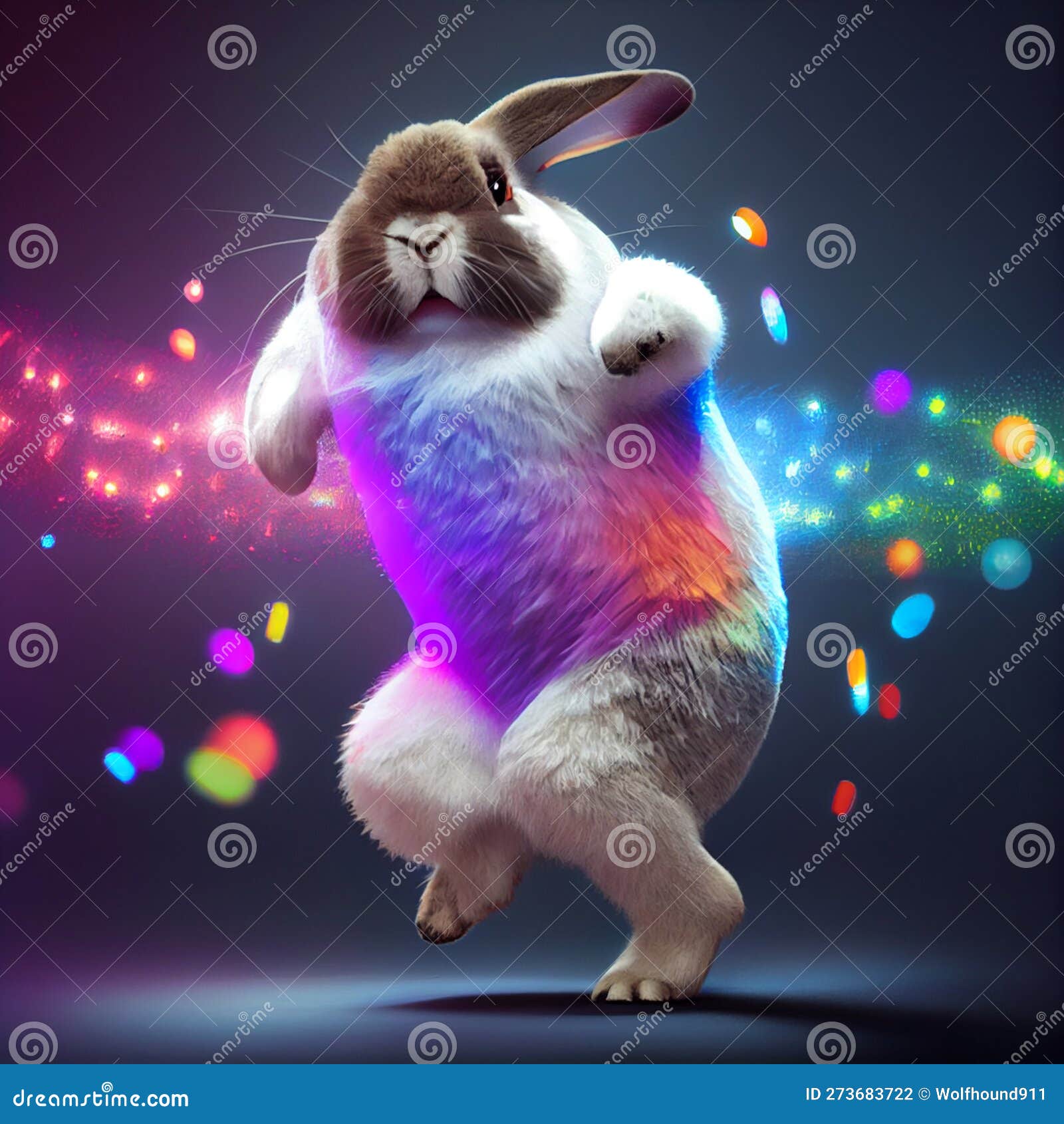 Cute Bunny Disco Dancing . Generate Ai. Stock Illustration ...