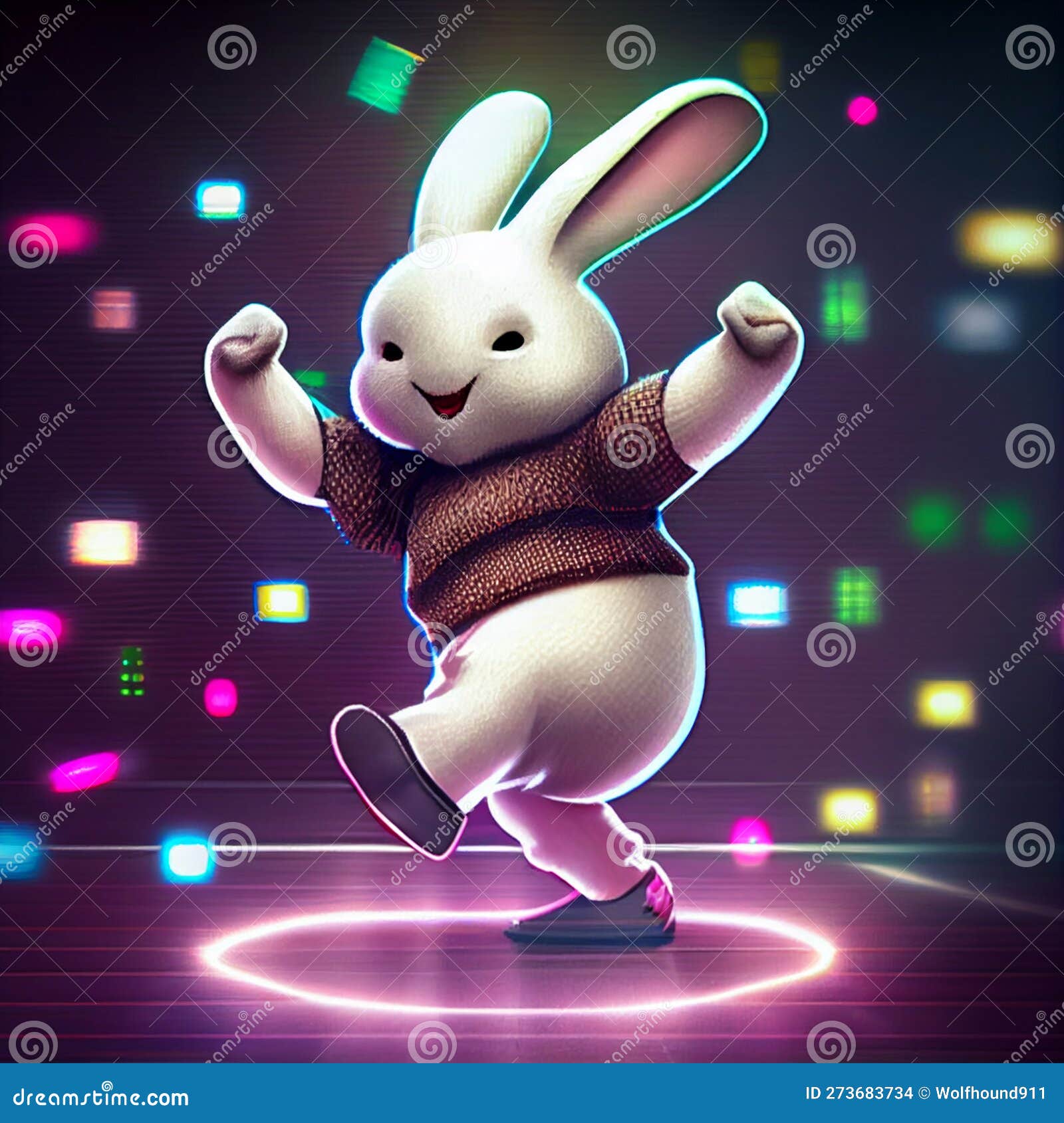 Cute Bunny Disco Dancing . Generate Ai. Stock Illustration ...