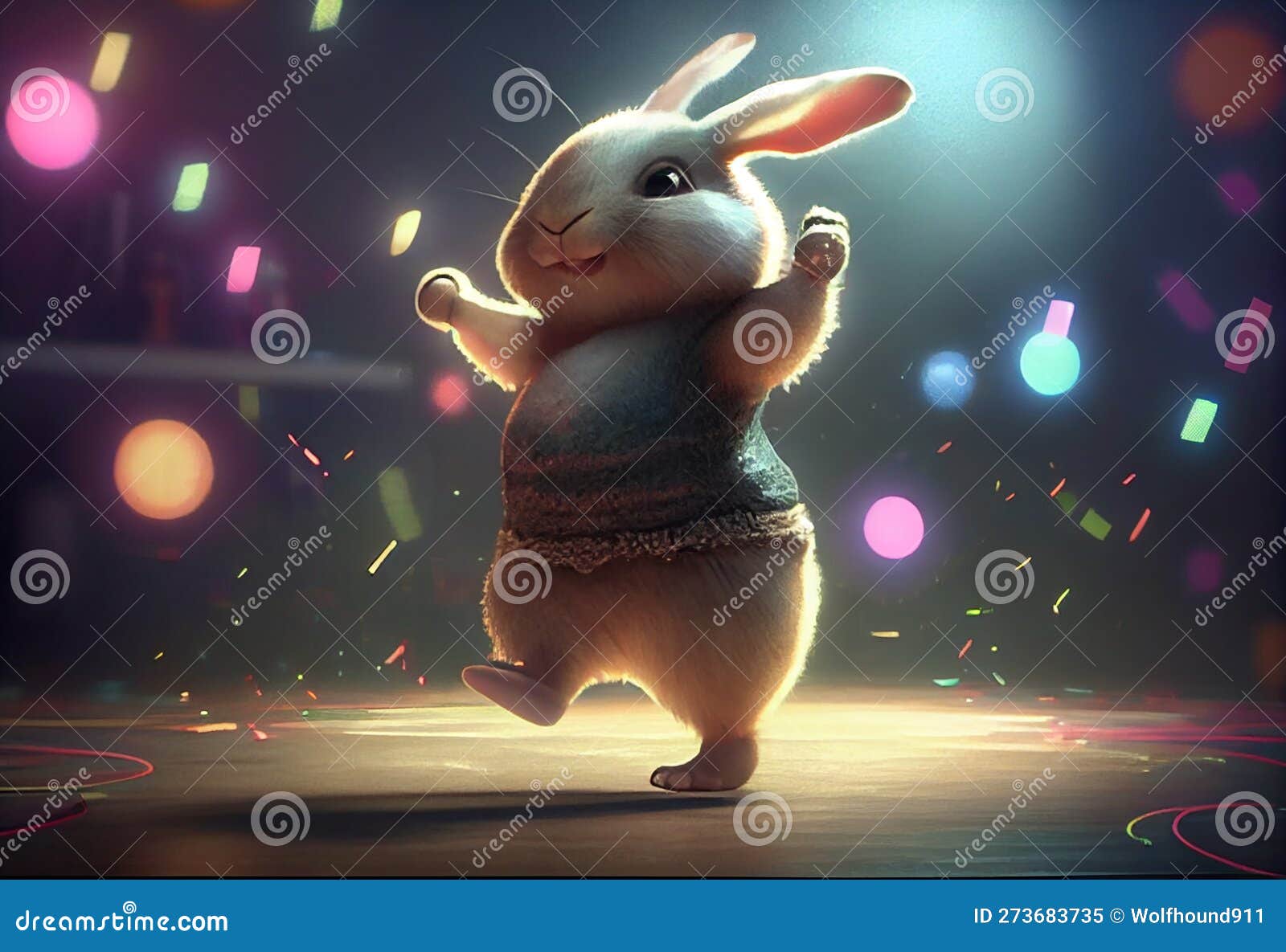 Cute Bunny Disco Dancing . Generate Ai. Stock Image - Image of design ...