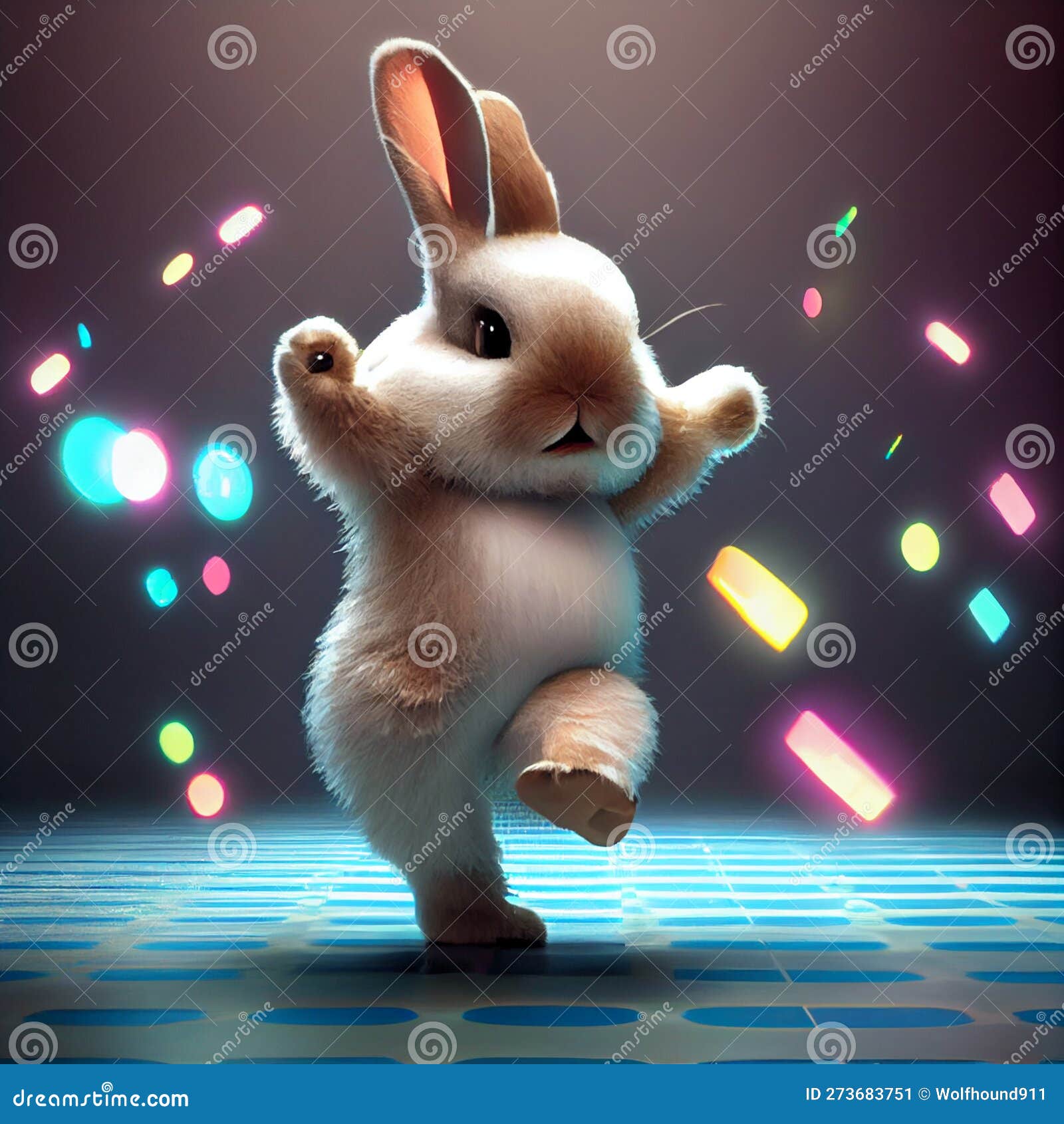 Cute Bunny Disco Dancing . Generate Ai. Stock Illustration ...