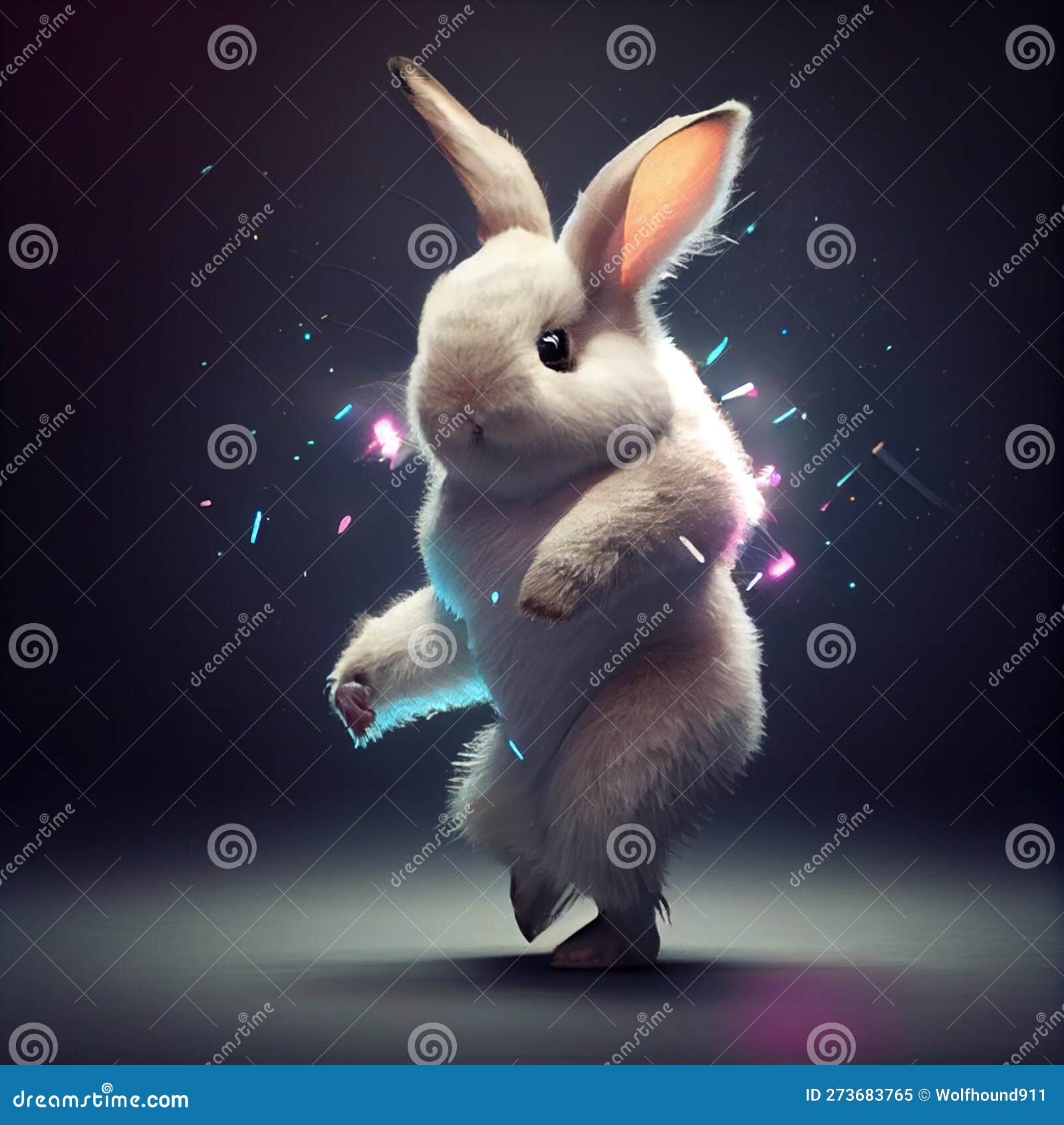 Cute Bunny Disco Dancing . Generate Ai. Stock Illustration ...