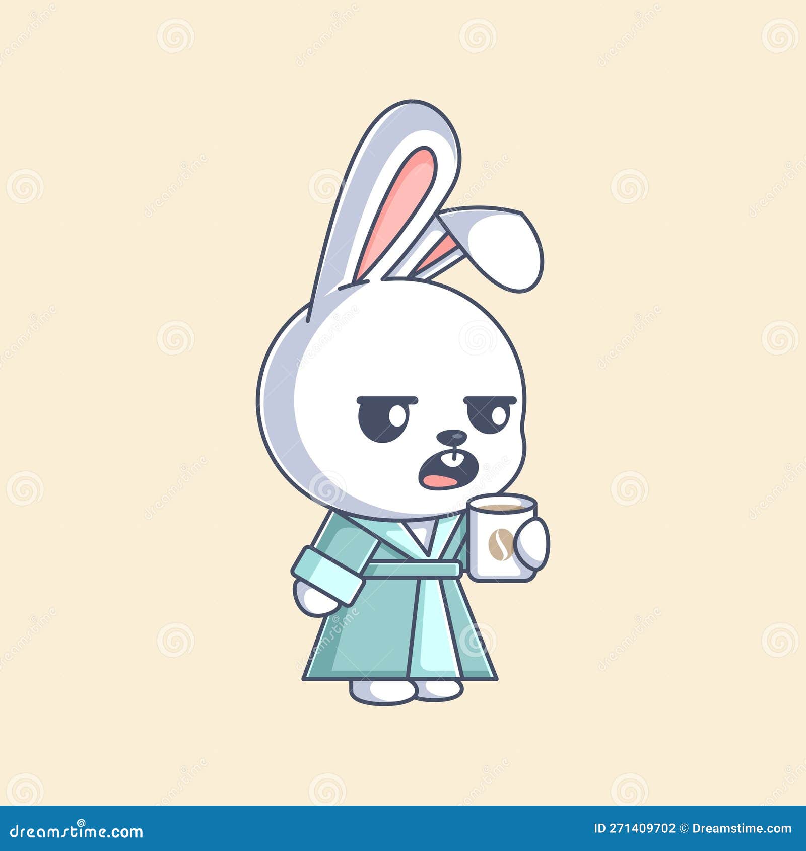 Cute Bunny Drinking Coffee in the Morning Stock Vector - Illustration ...