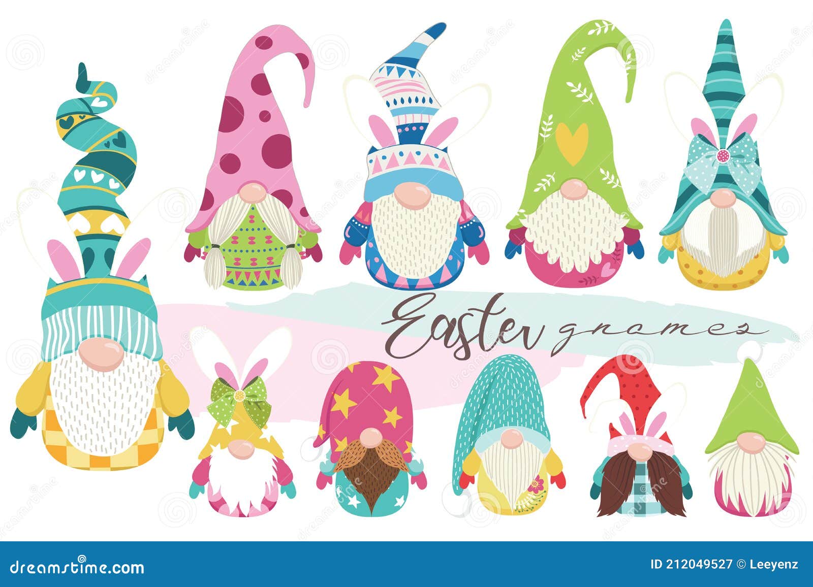 Cute Bunny Easter Gnome Collections Set Stock Vector - Illustration of ...