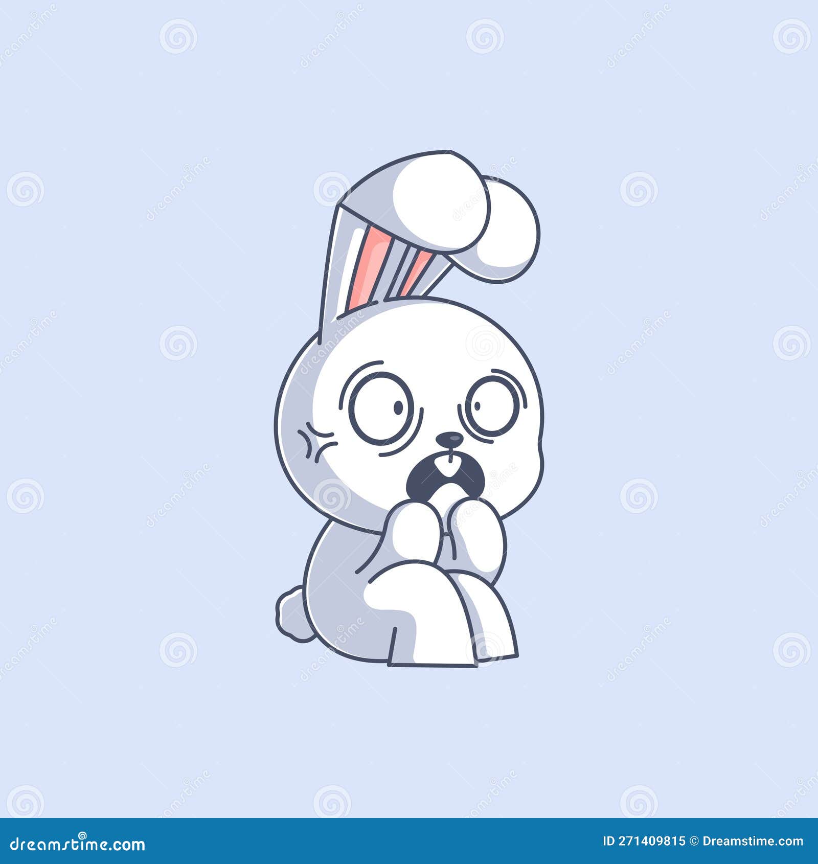 The Cute Bunny is Feeling Scared Stock Vector - Illustration of font ...