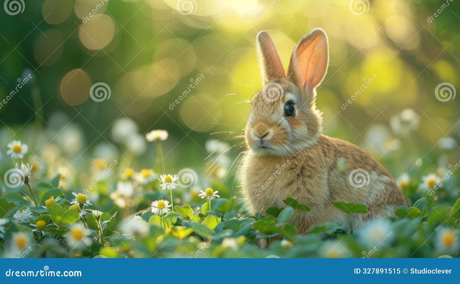 Cute Bunny in a Field of Flowers - Generative Ai Stock Illustration ...