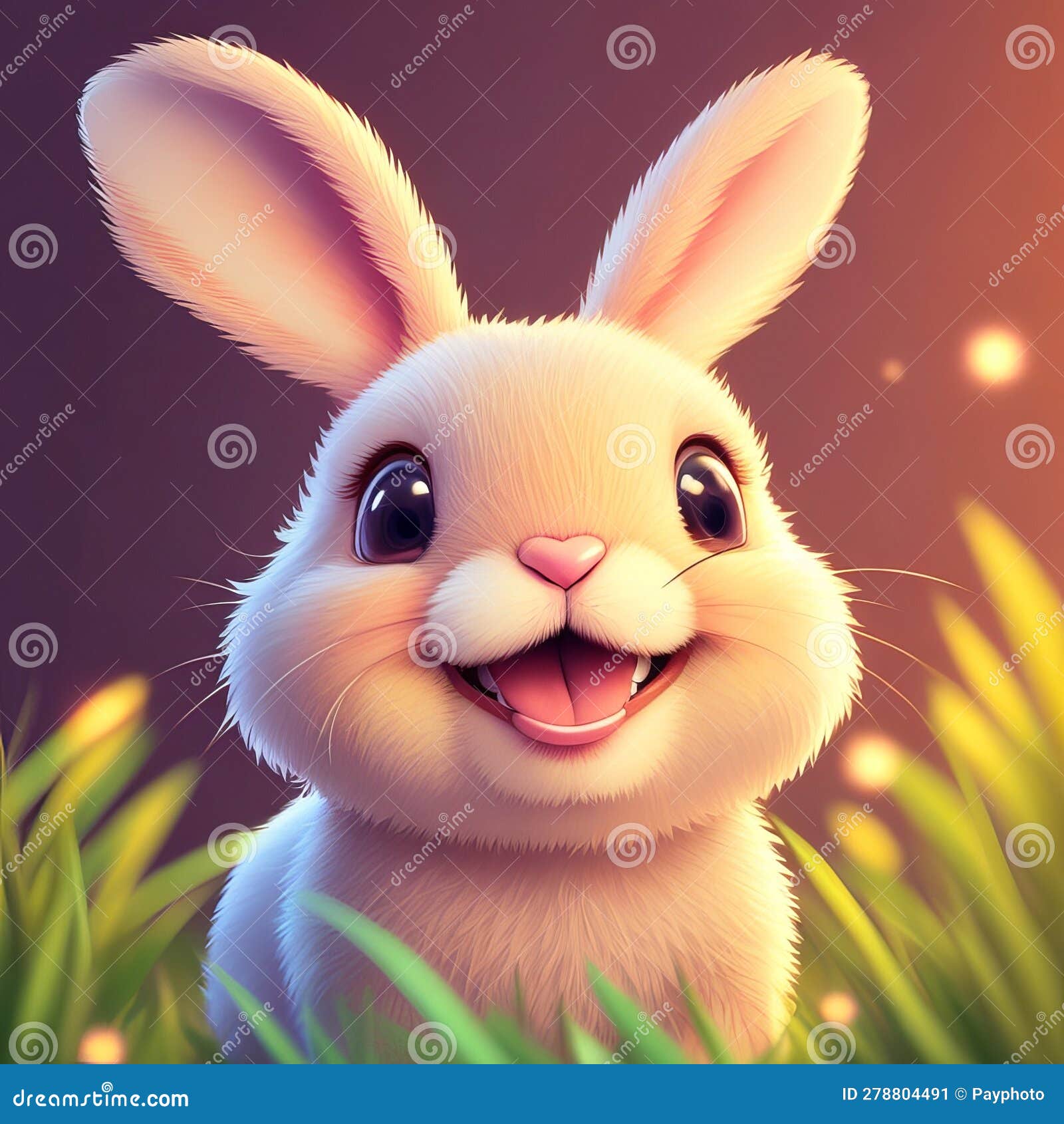 Cute Bunny with Floppy Ears and a Joyful Expression. Stock Illustration ...