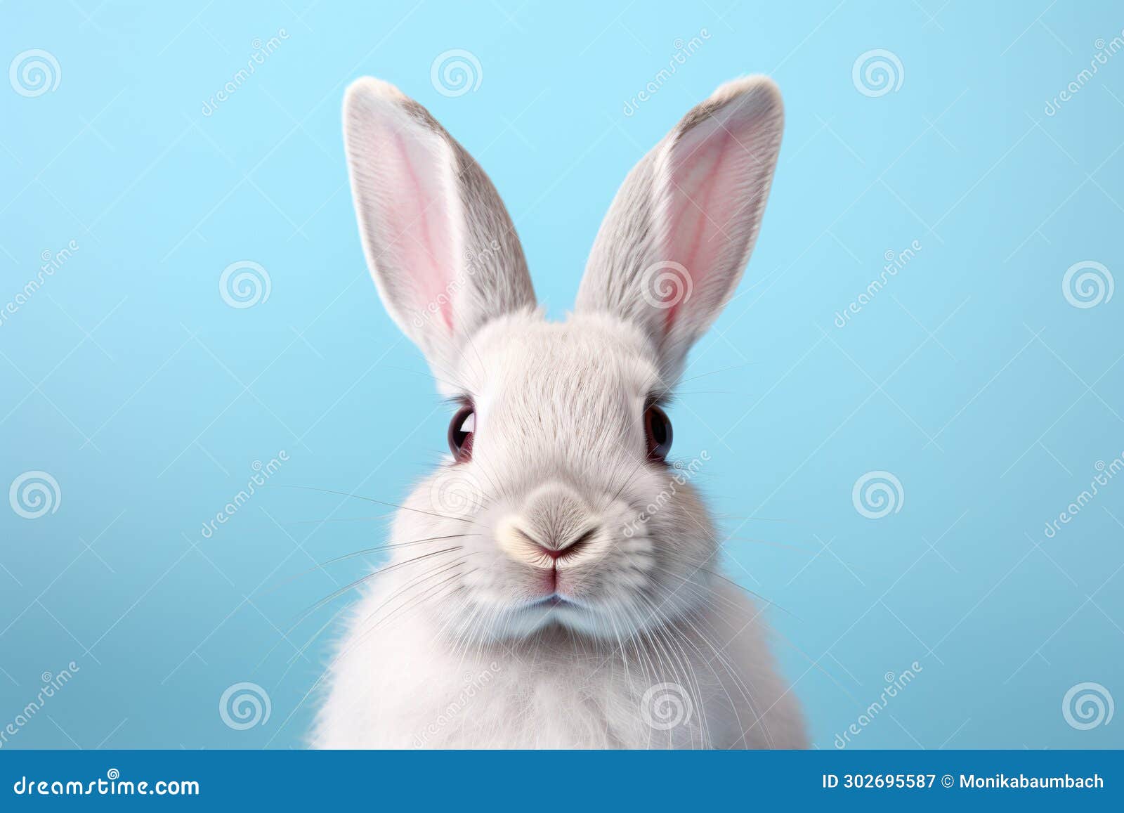 Cute Bunny in Front of Blue Studio Background Stock Illustration ...