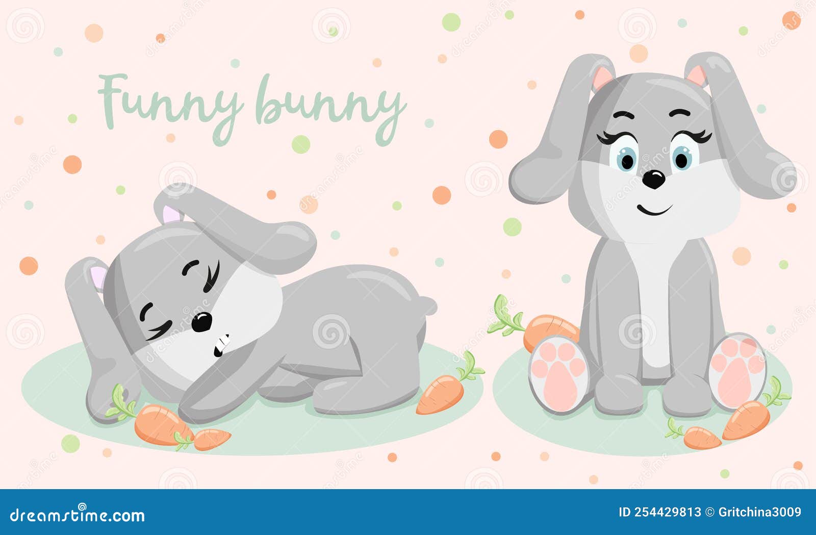 Cute Bunny. Funny Illustration of a Sleeping Rabbit Stock Vector ...