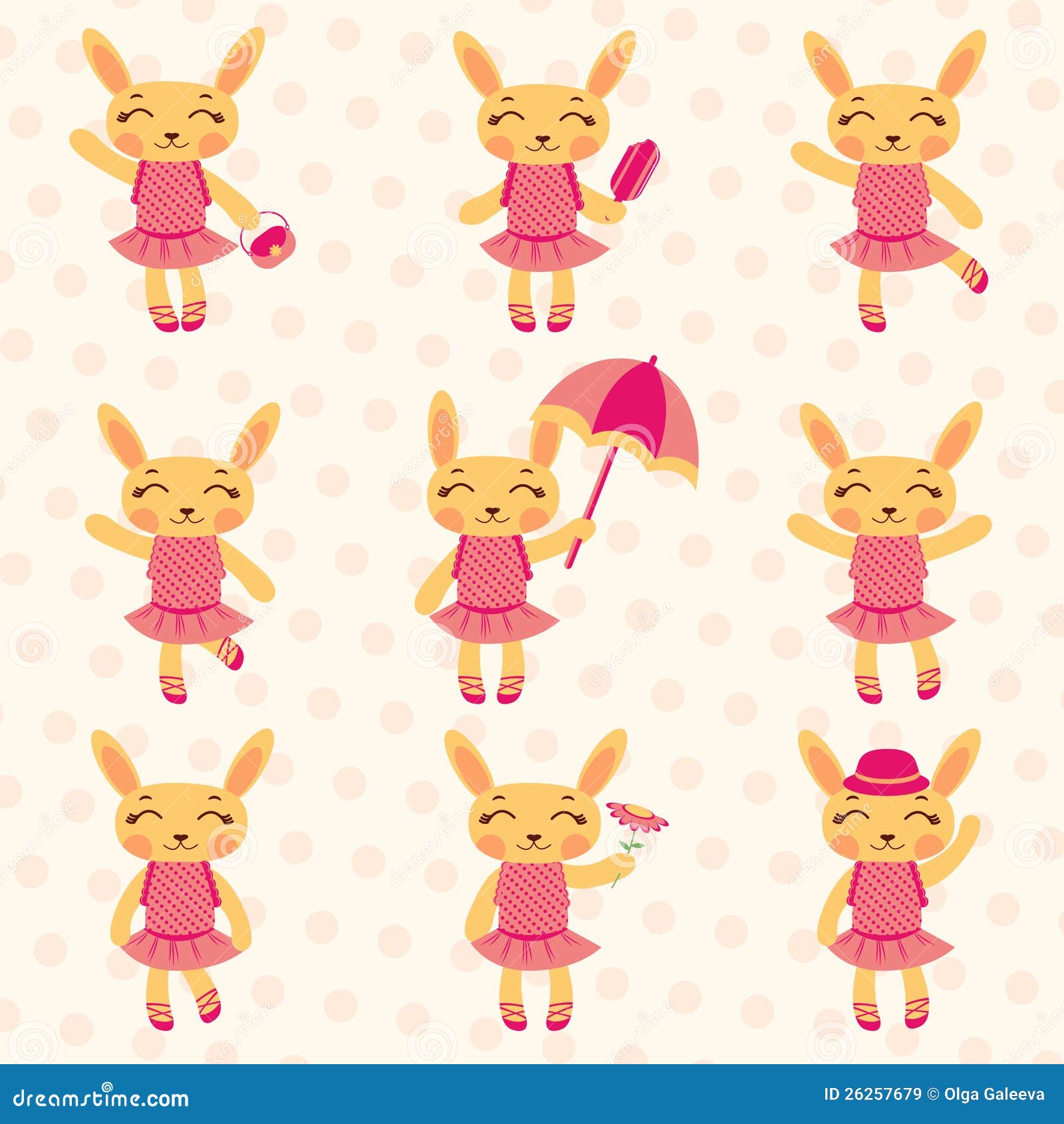 Cute bunny girls set stock vector. Illustration of group - 26257679