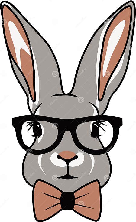 Cute Bunny with Glasses Vector Stock Vector - Illustration of folders ...