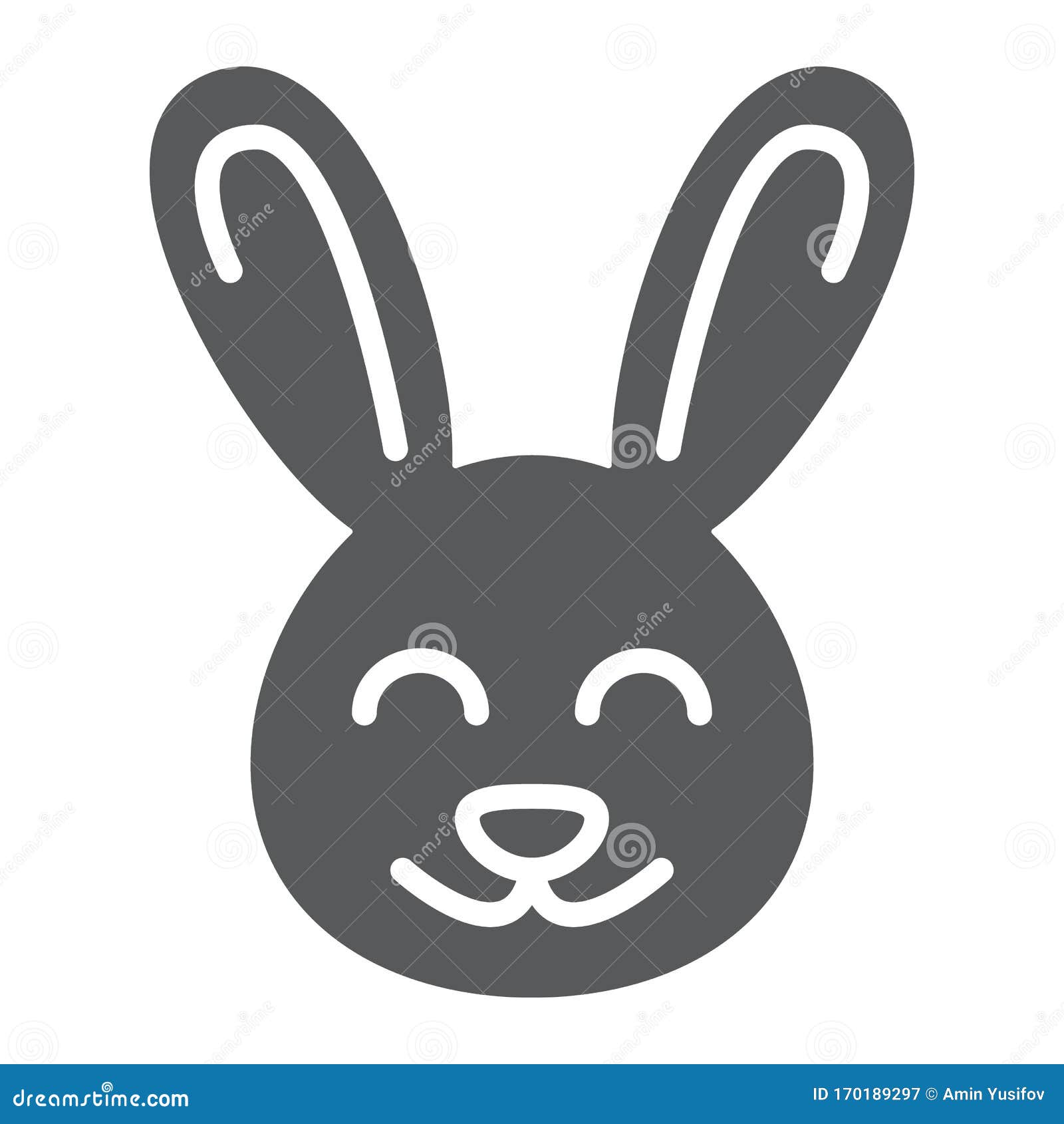 Cute Bunny Glyph Icon, Easter and Holiday, Rabbit Sign, Vector Graphics ...