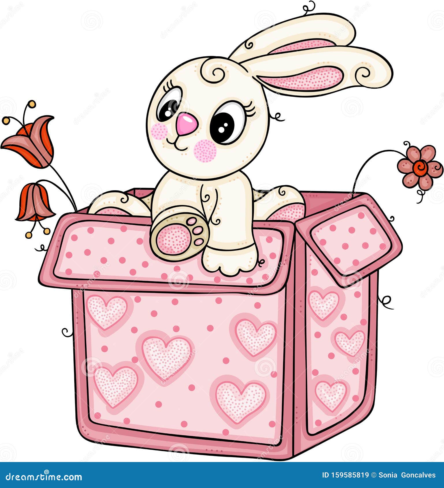 Cute Bunny Going Out of Box Stock Vector - Illustration of little ...