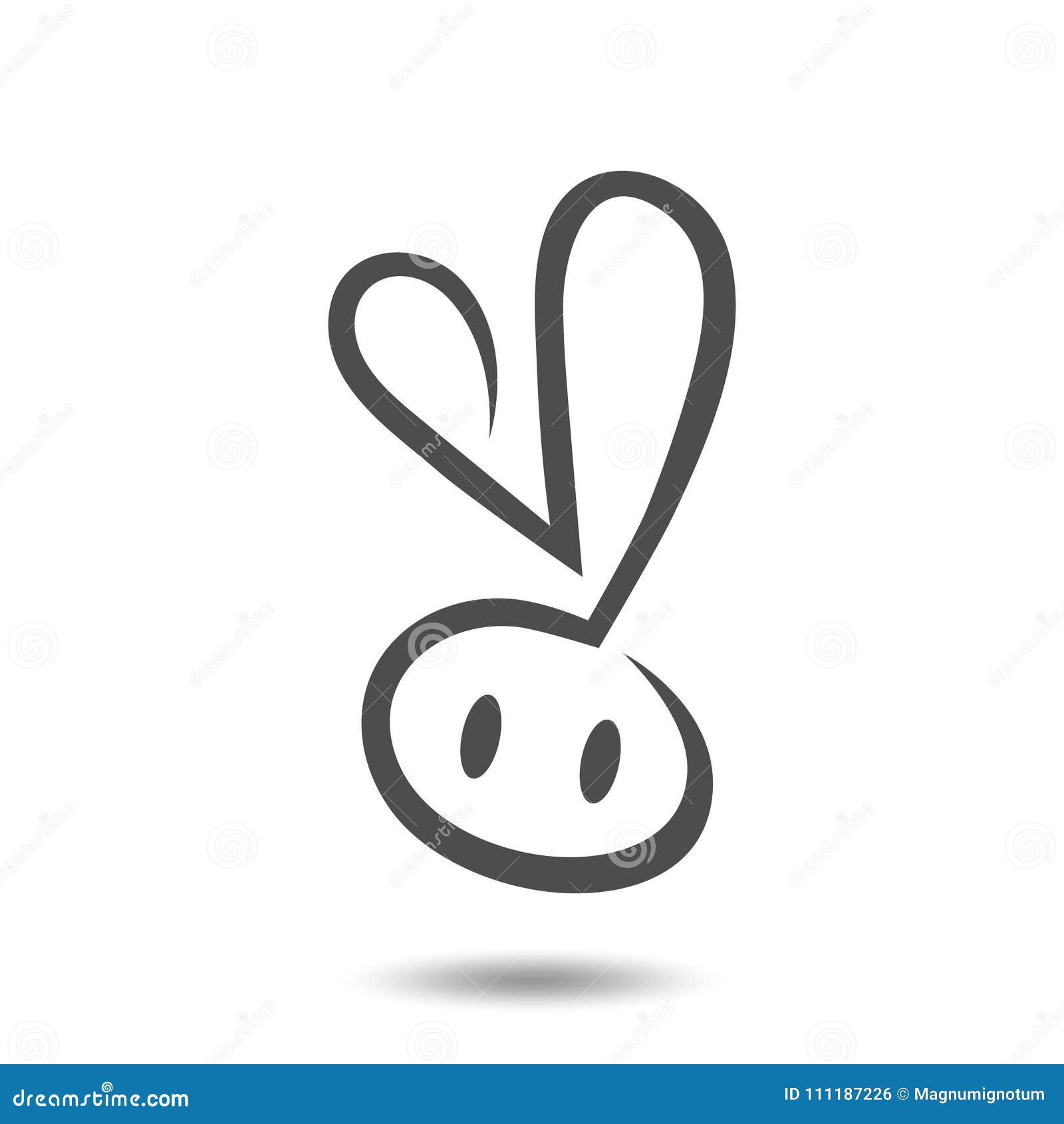Cute Bunny Head Symbol, Icon on White Background. Stock Vector ...