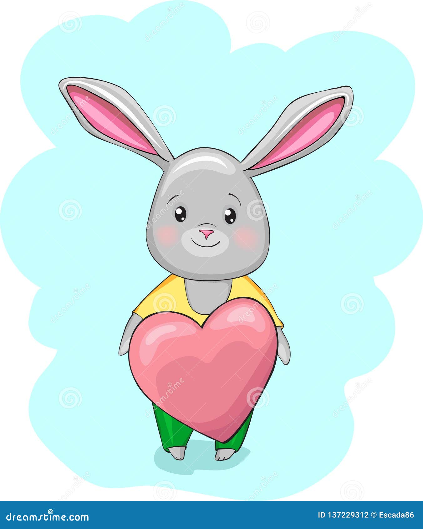 Cute Bunny with Heart for Design Stock Vector - Illustration of ...