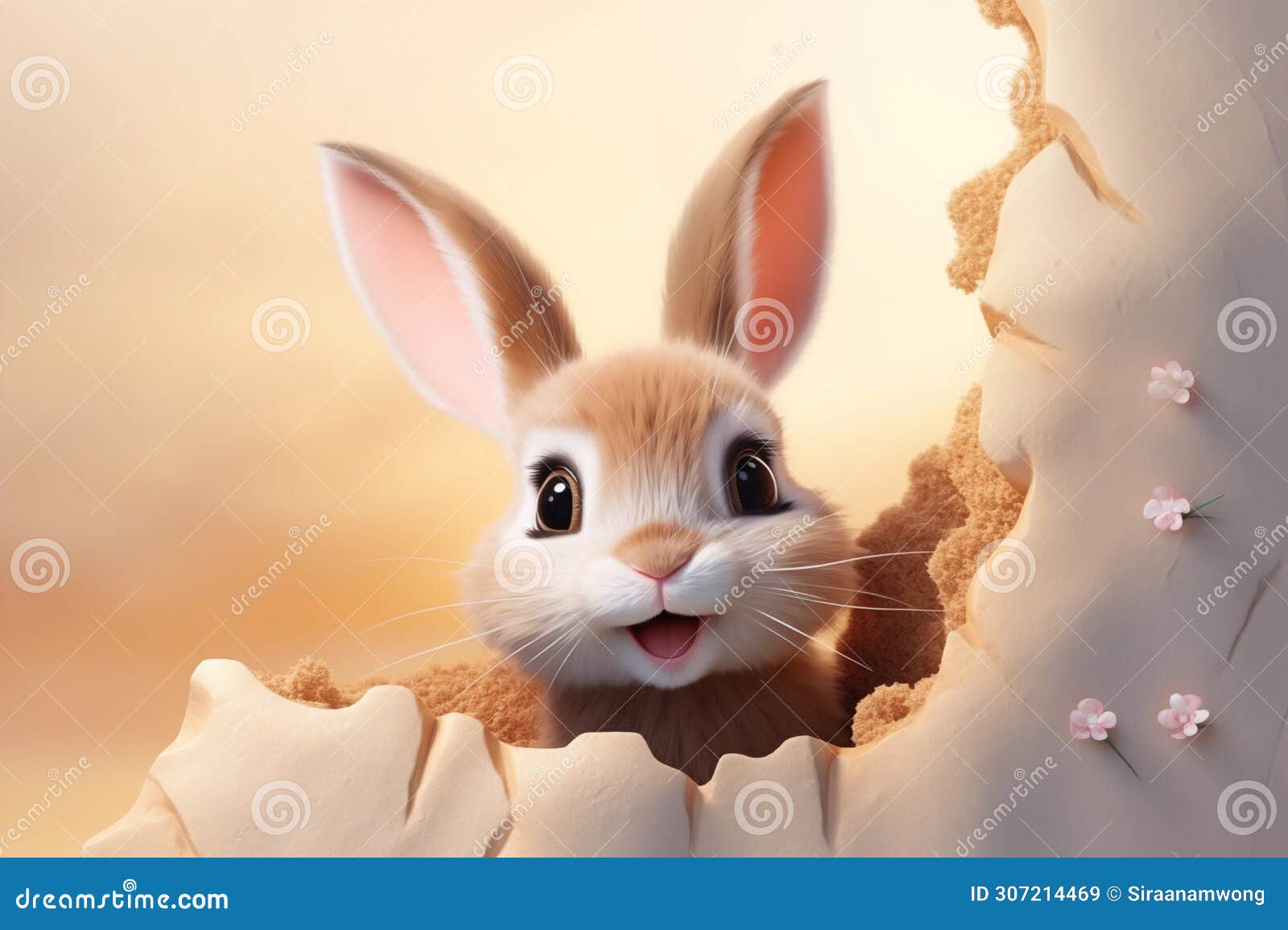 Cute Bunny in the Hole. by Generative Ai Stock Illustration ...