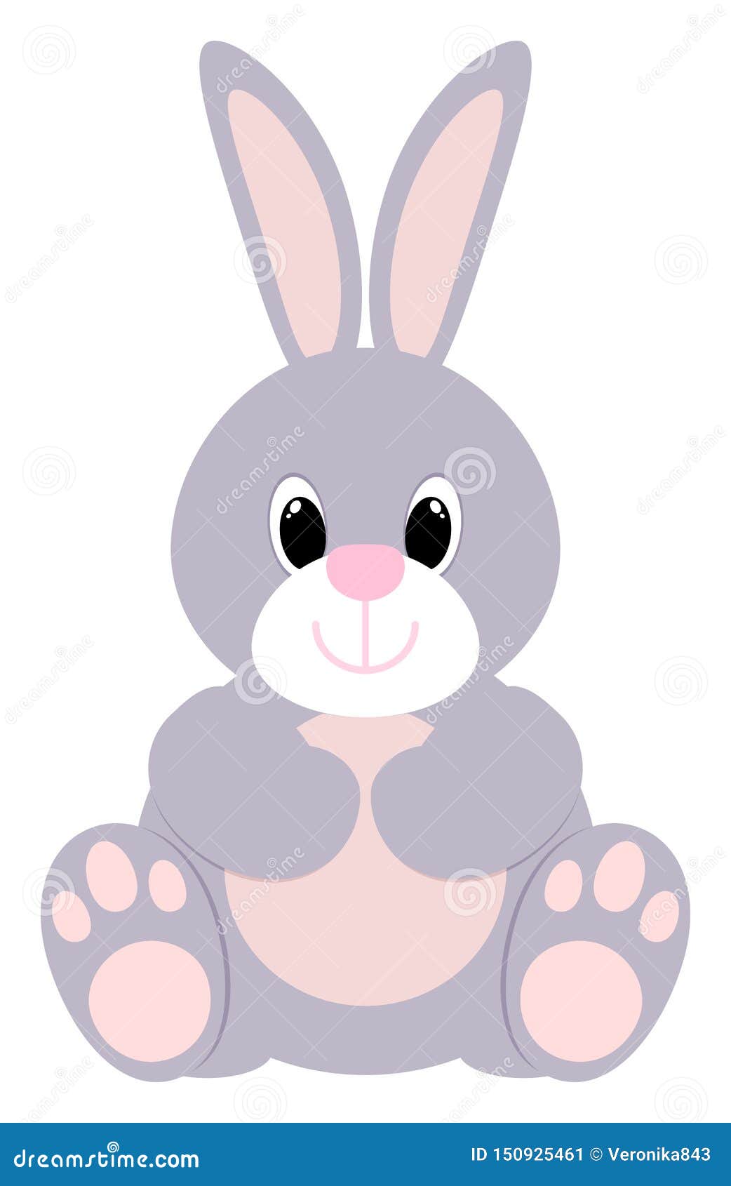 Cute Bunny Icon. Cartoon Sitting Rabbit Stock Vector - Illustration of ...