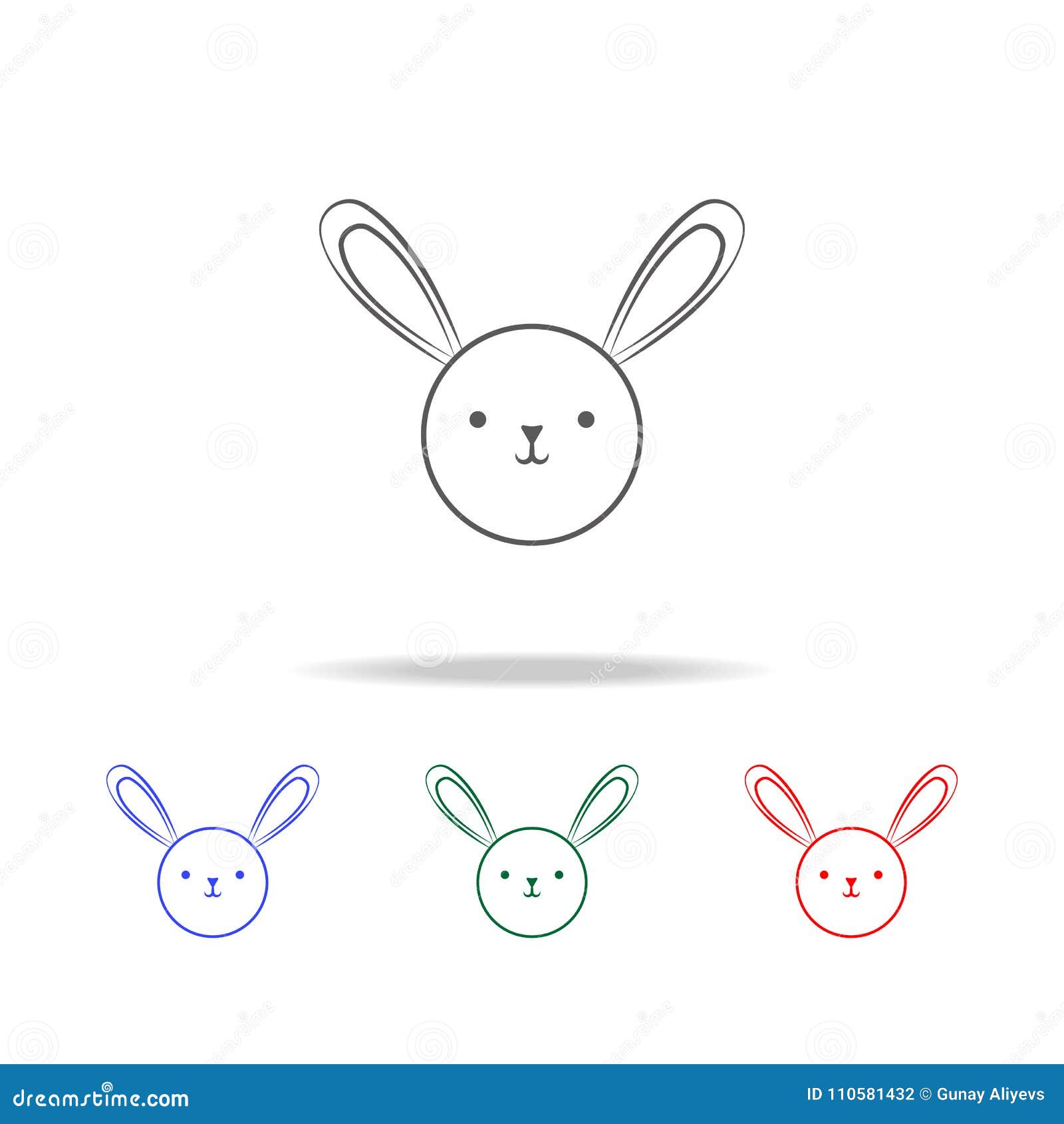 Cute Bunny Icon Elements In Multi Colored Icons For Mobile Concept And
