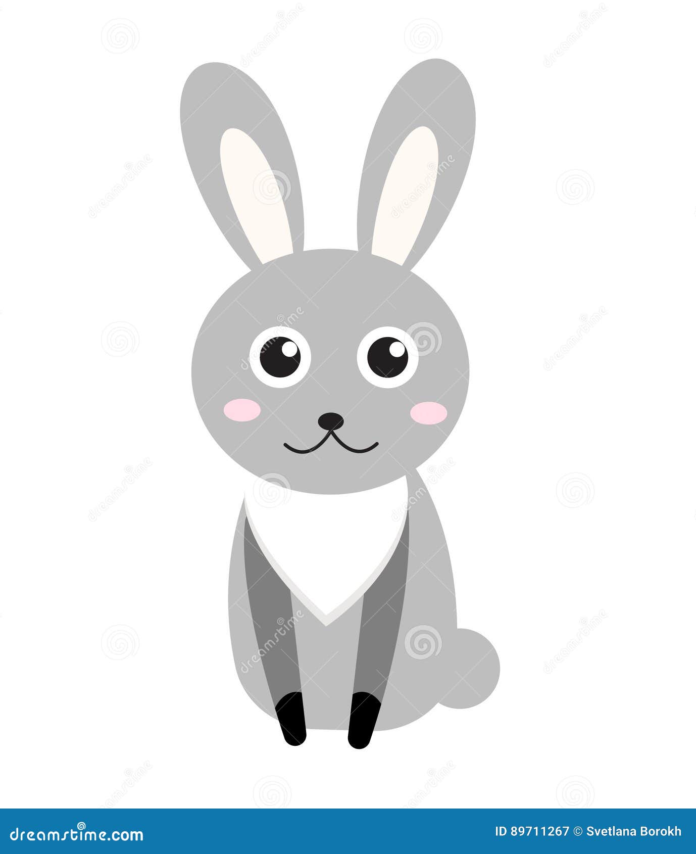 Cute Bunny Icon, Flat Style.Rabbit on White Background. Vector ...