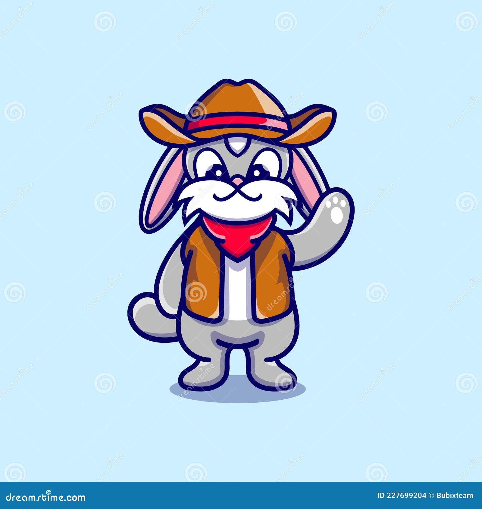Cute Bunny Illustration Wearing Cowboy Clothes Stock Vector ...