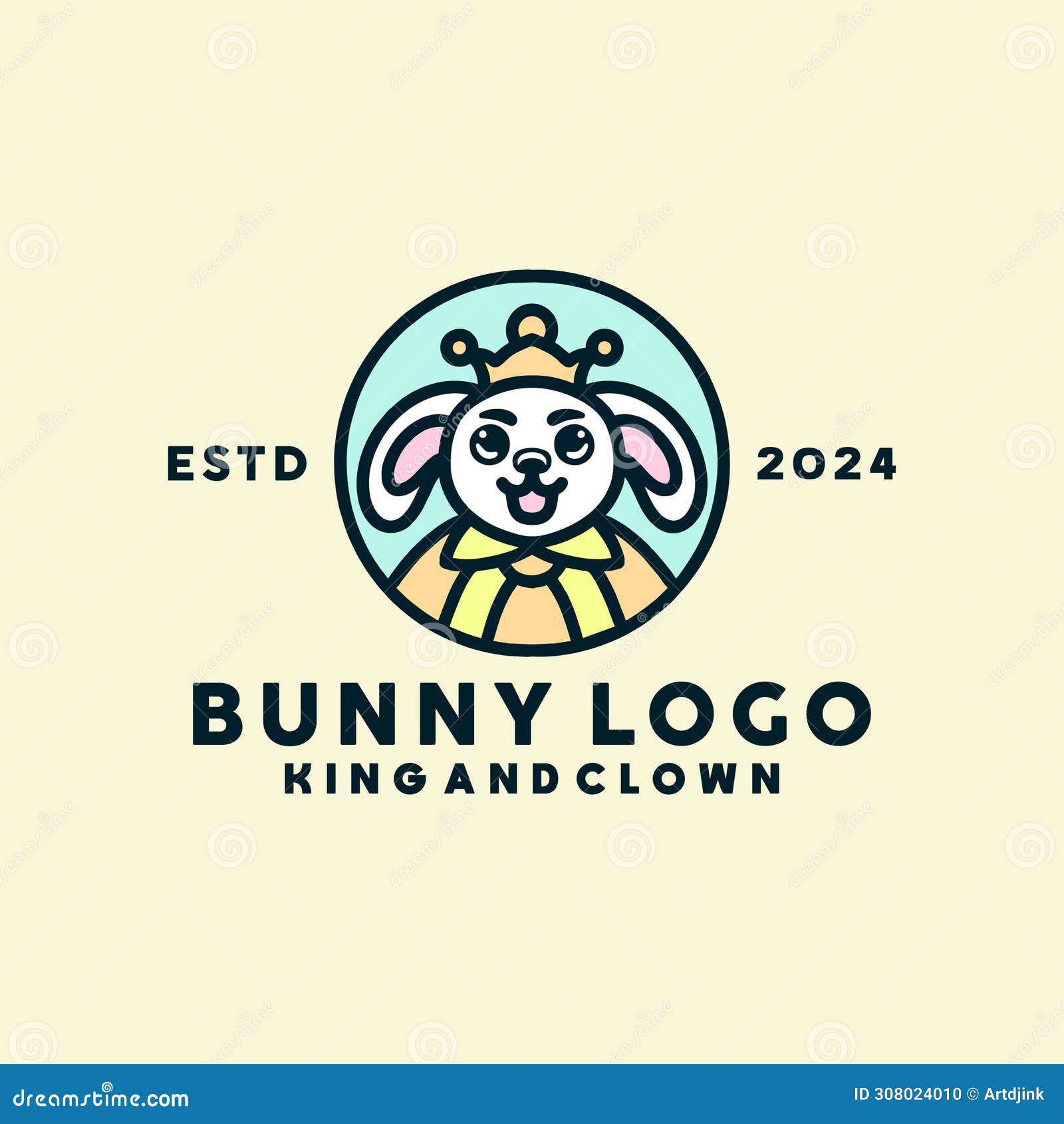 Cute Bunny Logo Mascot Vector, Rabbit Icon Symbol, Doodle Creative ...