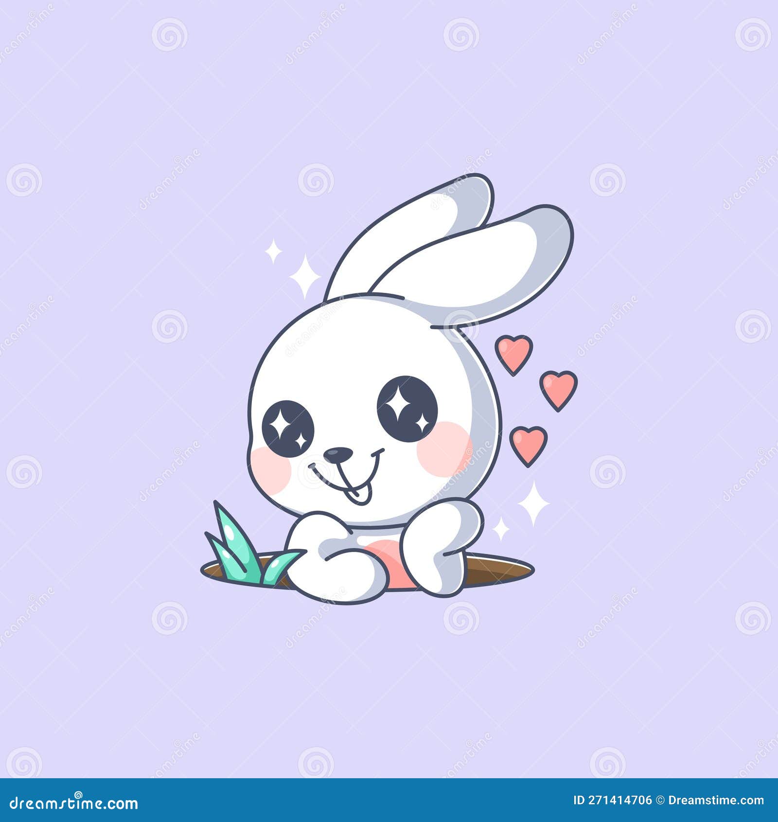 Cute bunny in love cartoon stock vector. Illustration of poster - 271414706