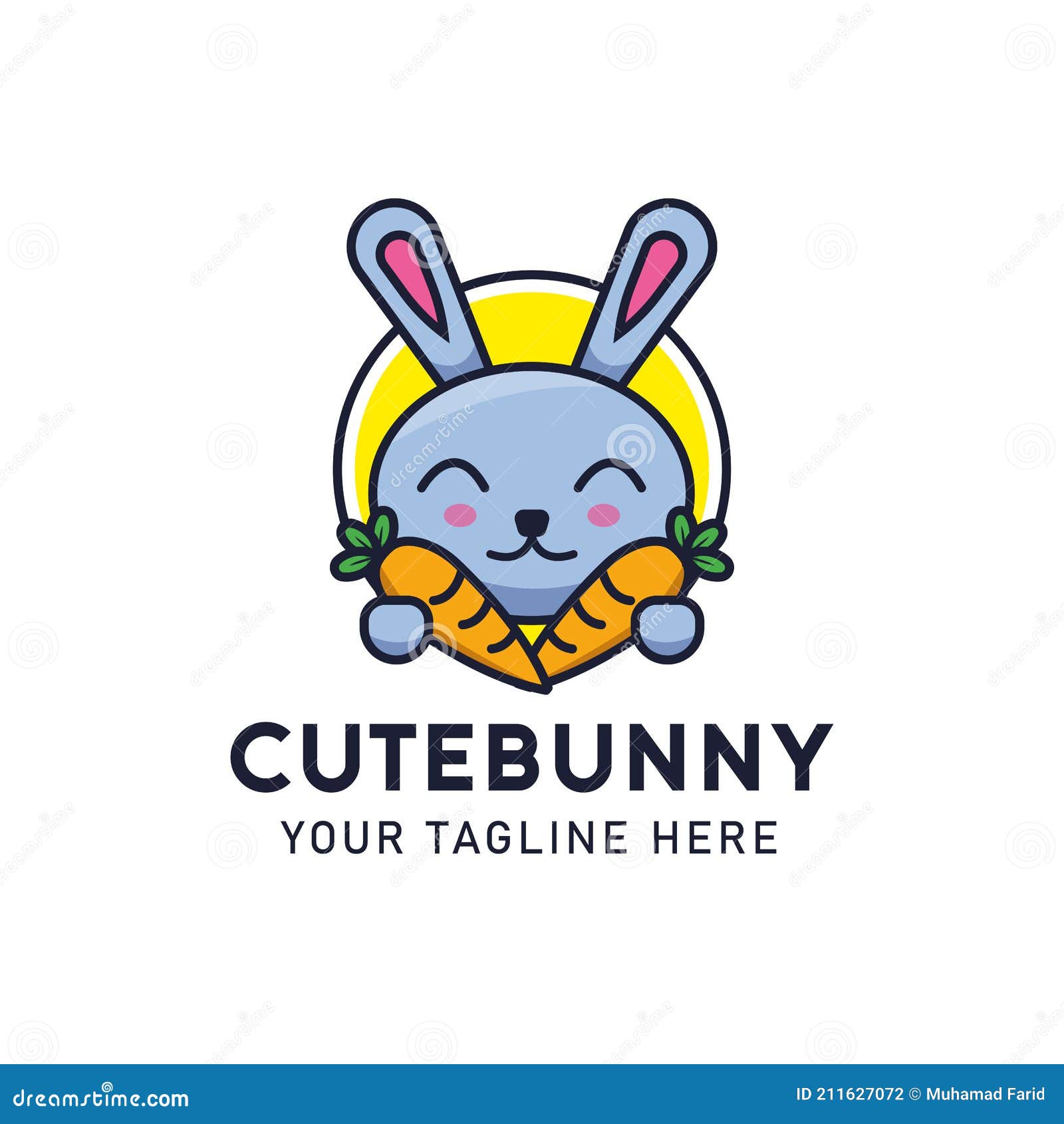 Cute Bunny Mascot Logo Design Stock Illustration - Illustration of logo ...