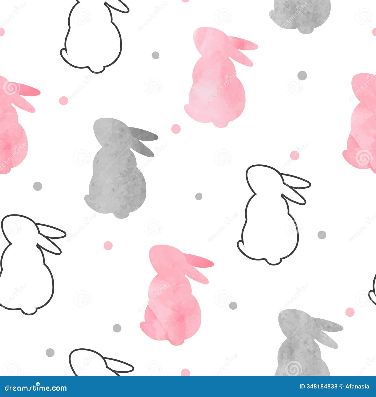Cute Bunny Pattern. Seamless Vector Background with Rabbits Silhouettes ...