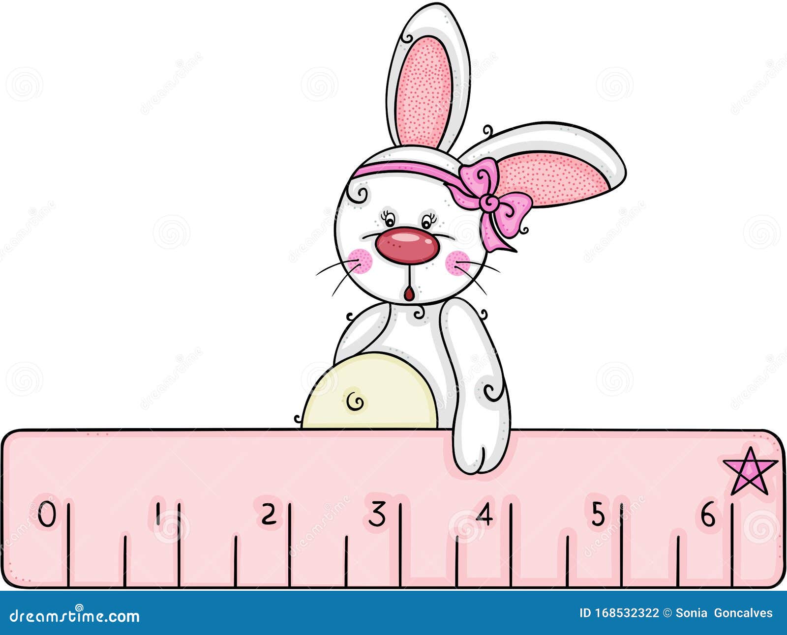 Cute bunny with pink ruler stock vector. Illustration of ribbon - 168532322
