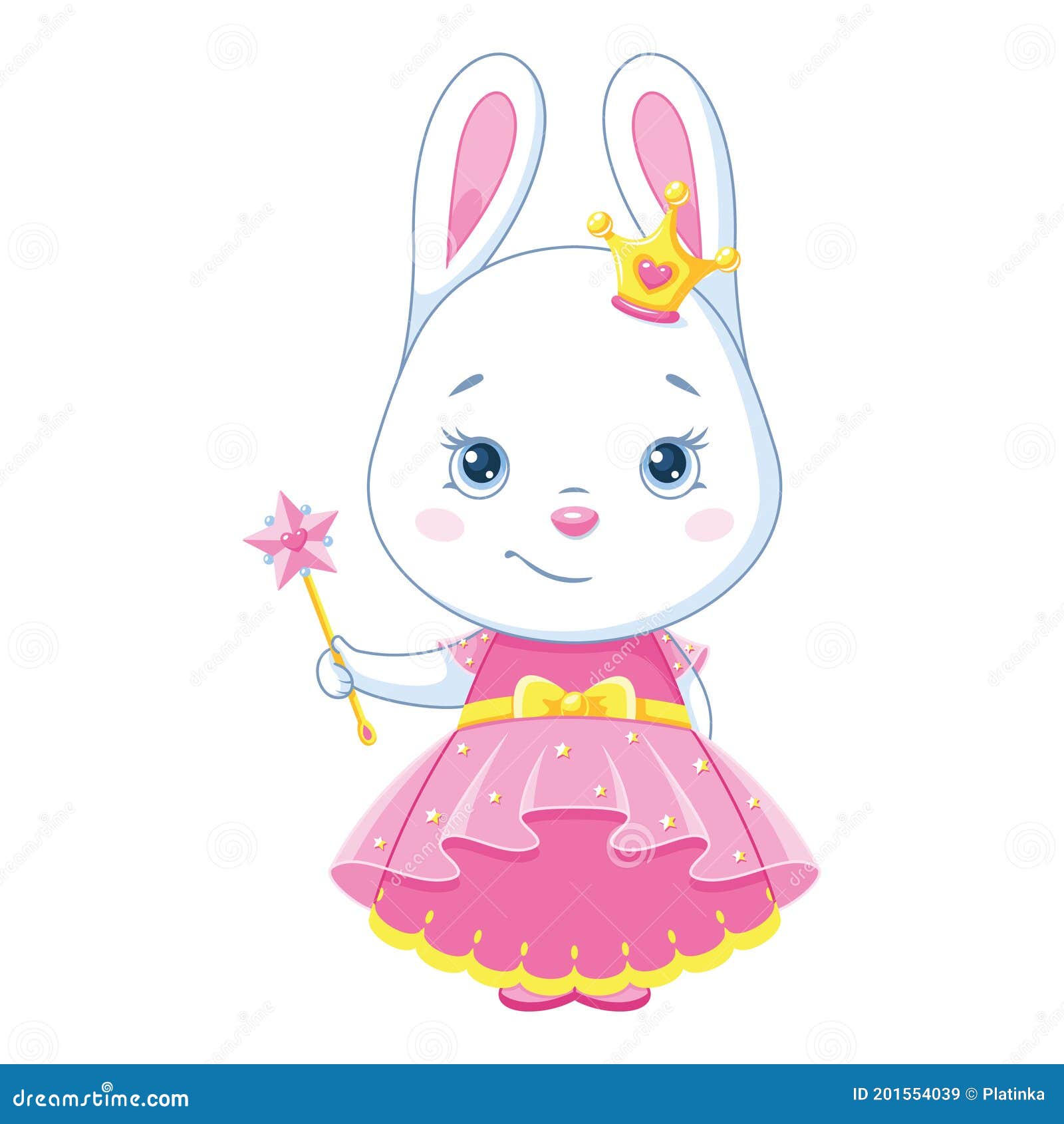 Bunny Princess with Magic Wand. Cartoon Vector Illustration Stock ...