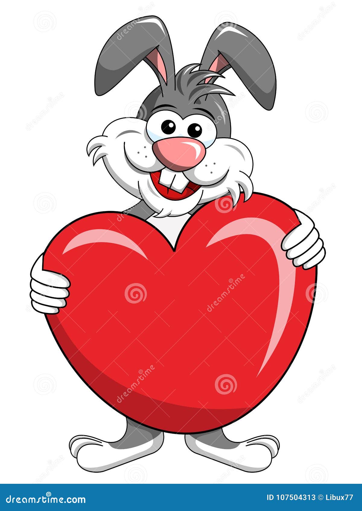 Cute Bunny or Rabbit Holding Big Heart Isolated Stock Vector ...