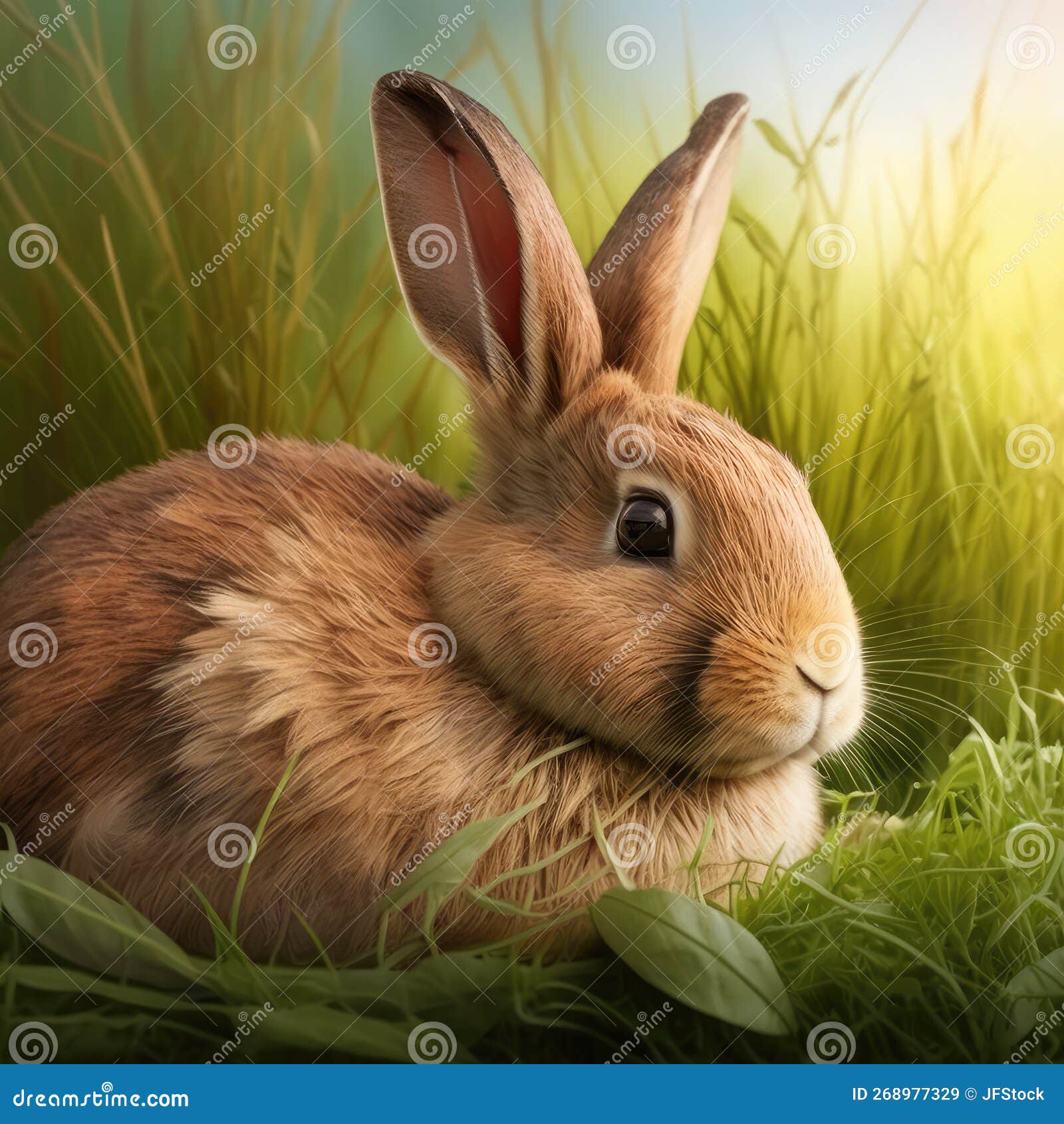 A Cute Bunny Rabbit Laying in Tall Grass Stock Illustration ...