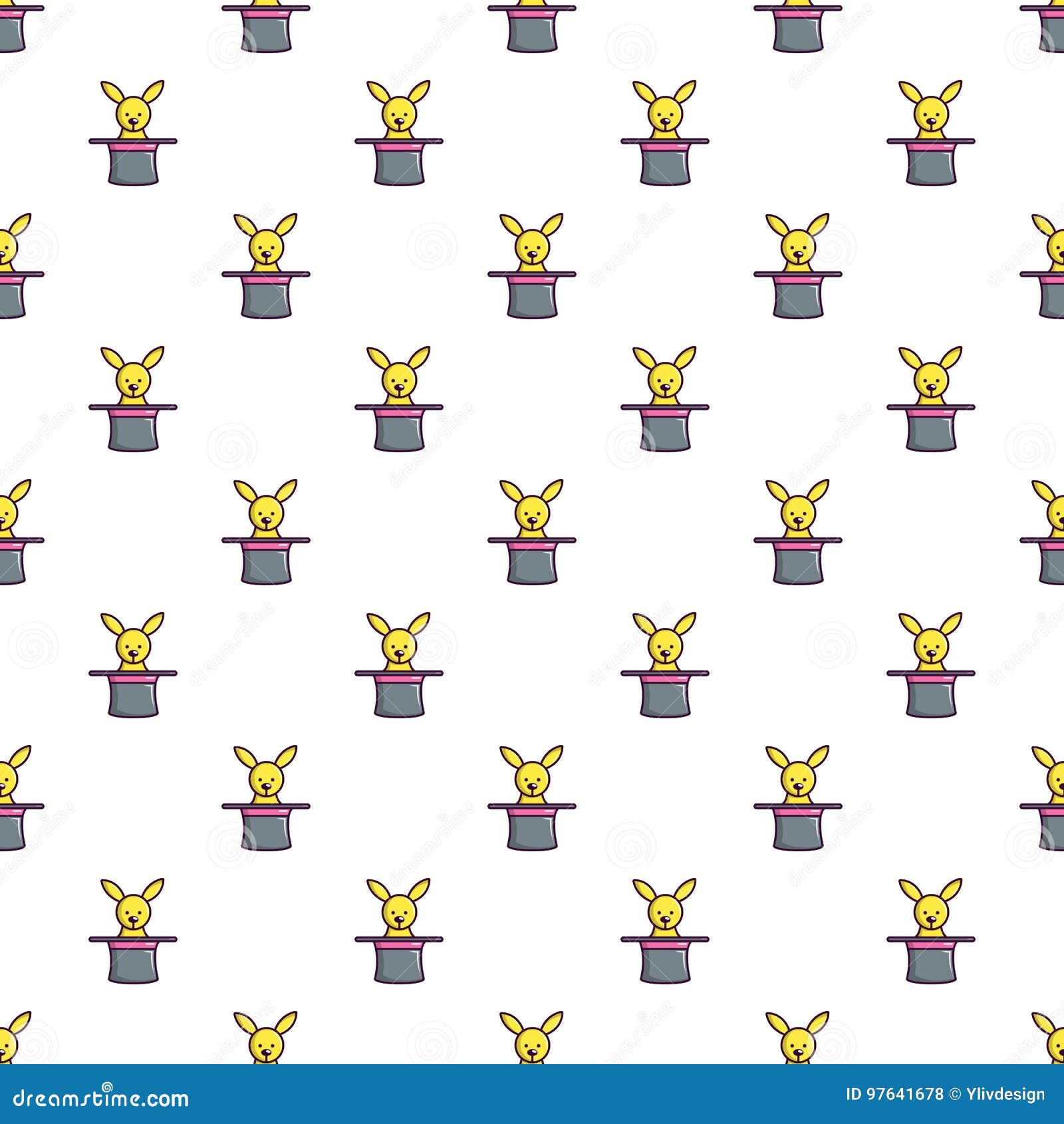 Cute Bunny Rabbit in Magic Hat Pattern Seamless Stock Vector ...