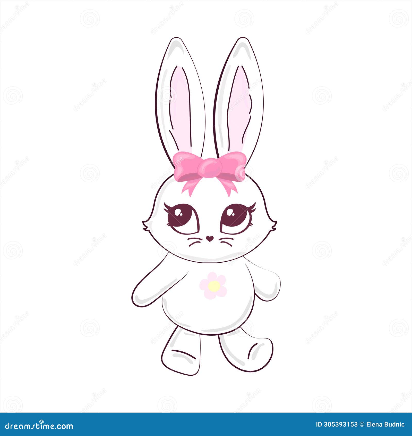 Cute Bunny Rabbit Outline Sketch Vector Illustration. Minimal Bunny ...