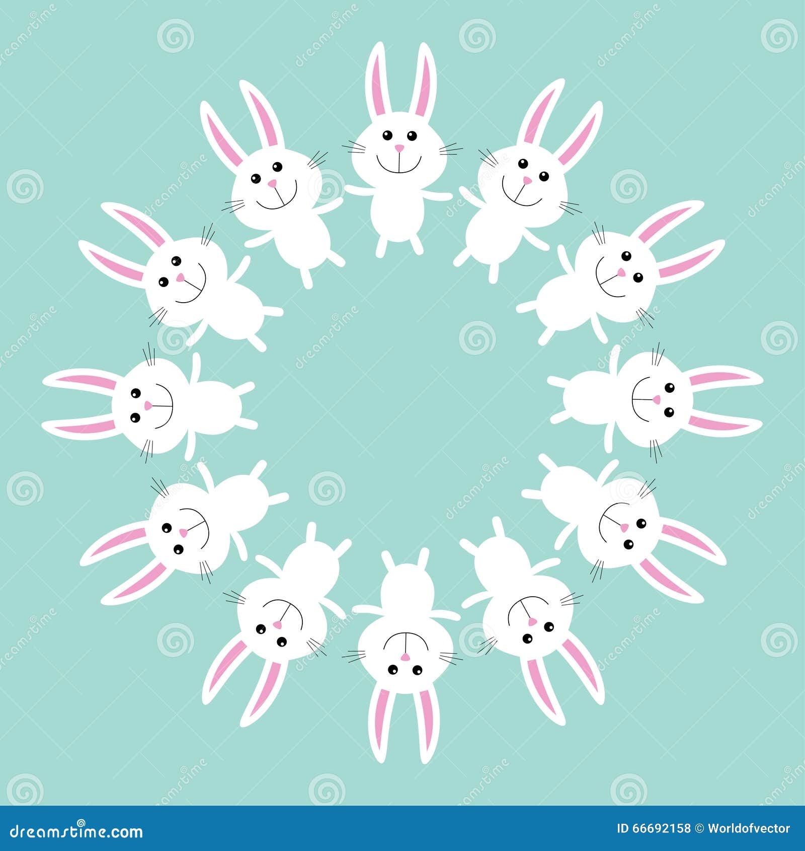 Cute Bunny Rabbit. Round Frame. Flat Design Stock Vector - Illustration ...