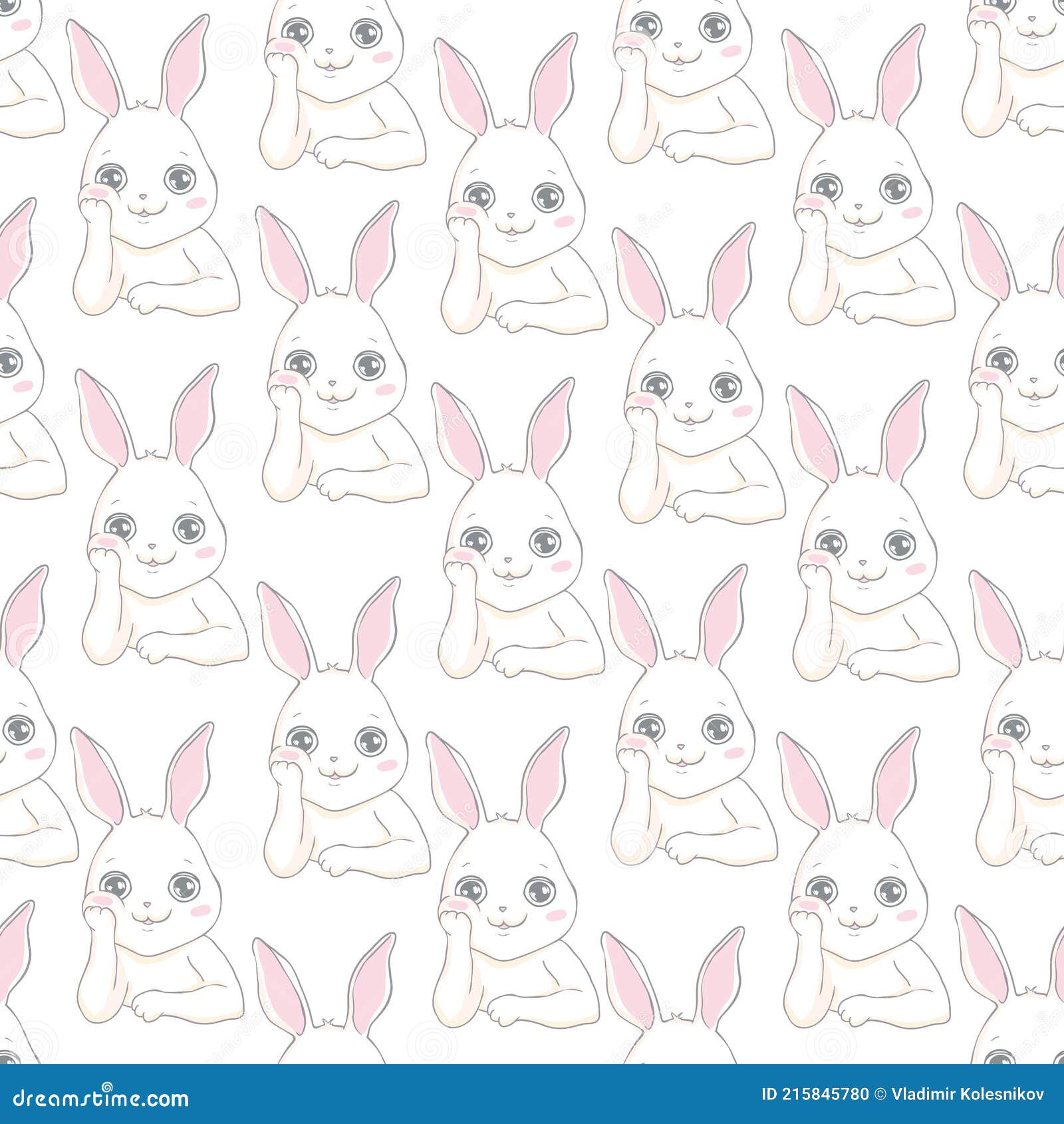 Cute Bunny Rabbit Seamless Pattern Vector Background Stock Vector ...