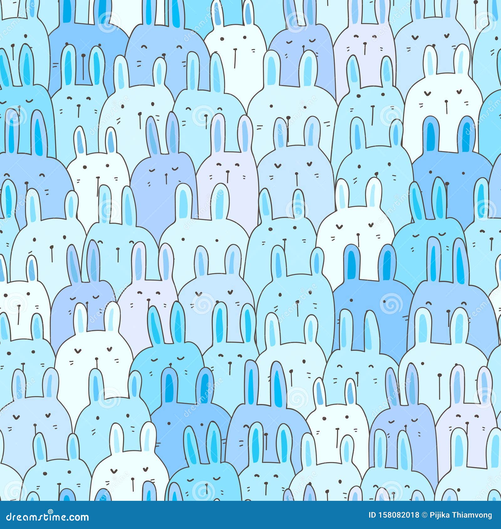 Cute Bunny Seamless Pattern Background. Stock Vector - Illustration of ...