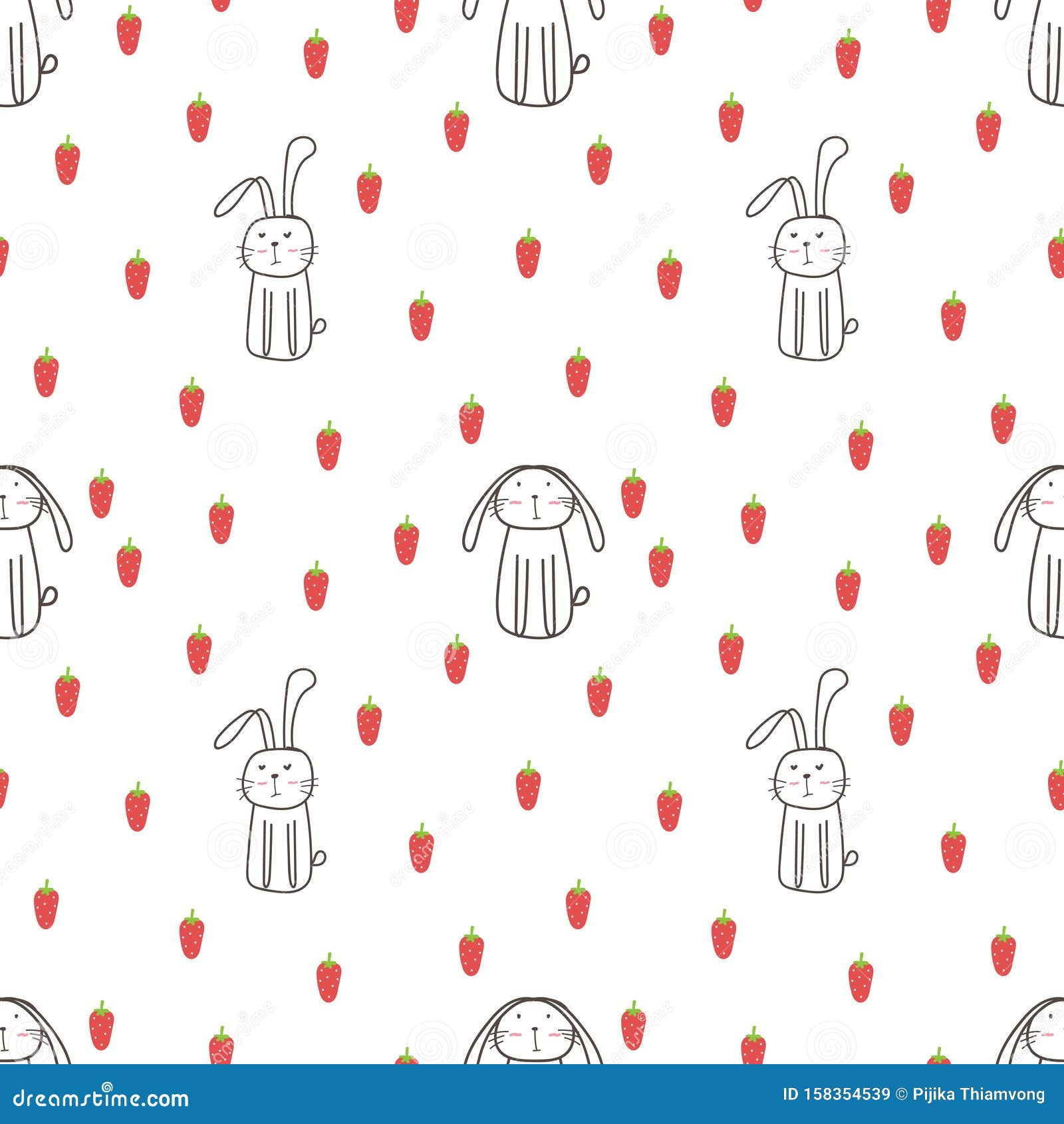 Cute Bunny Seamless Pattern Background. Stock Vector - Illustration of ...