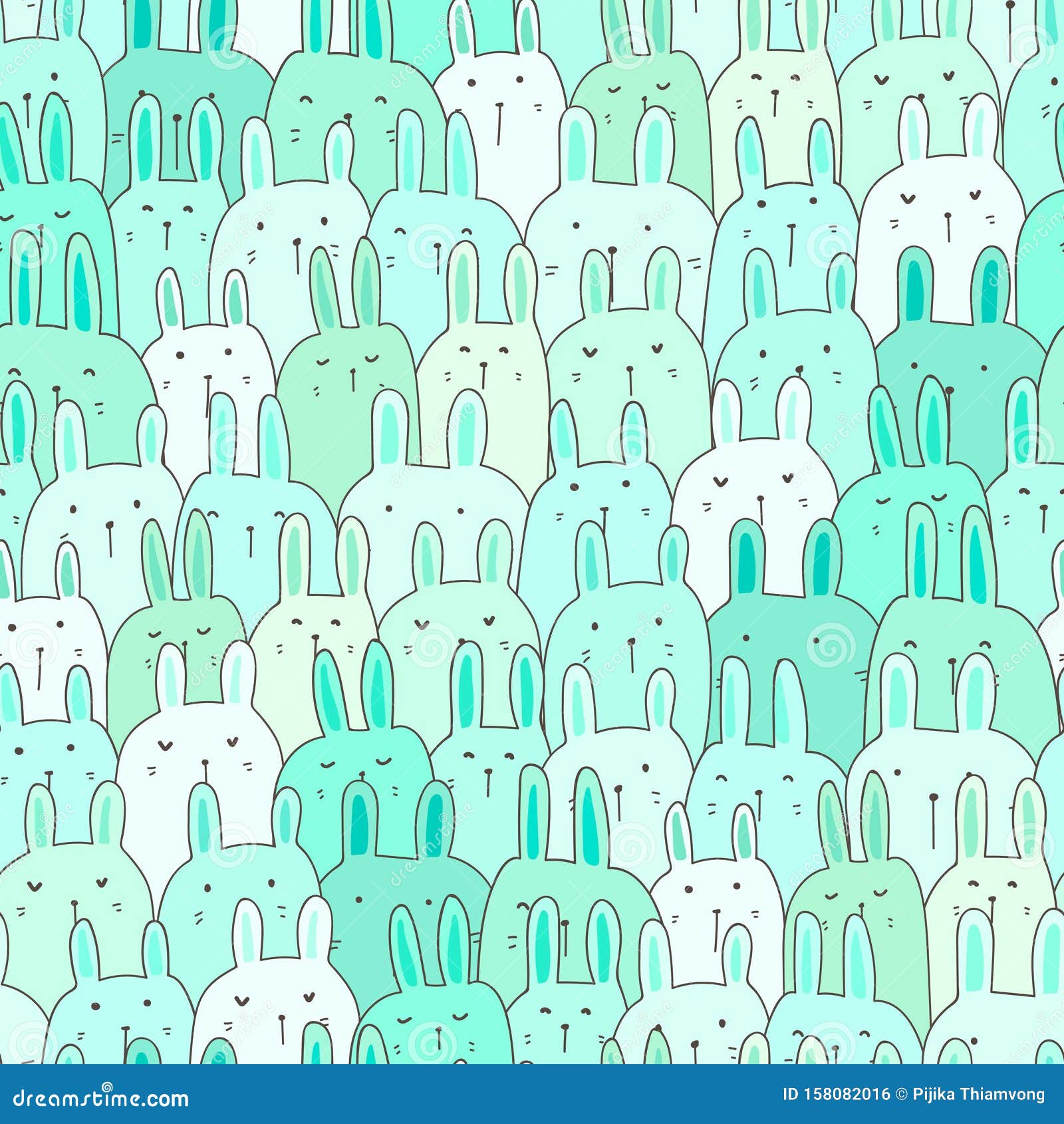 Cute Bunny Seamless Pattern Background. Stock Vector - Illustration of ...