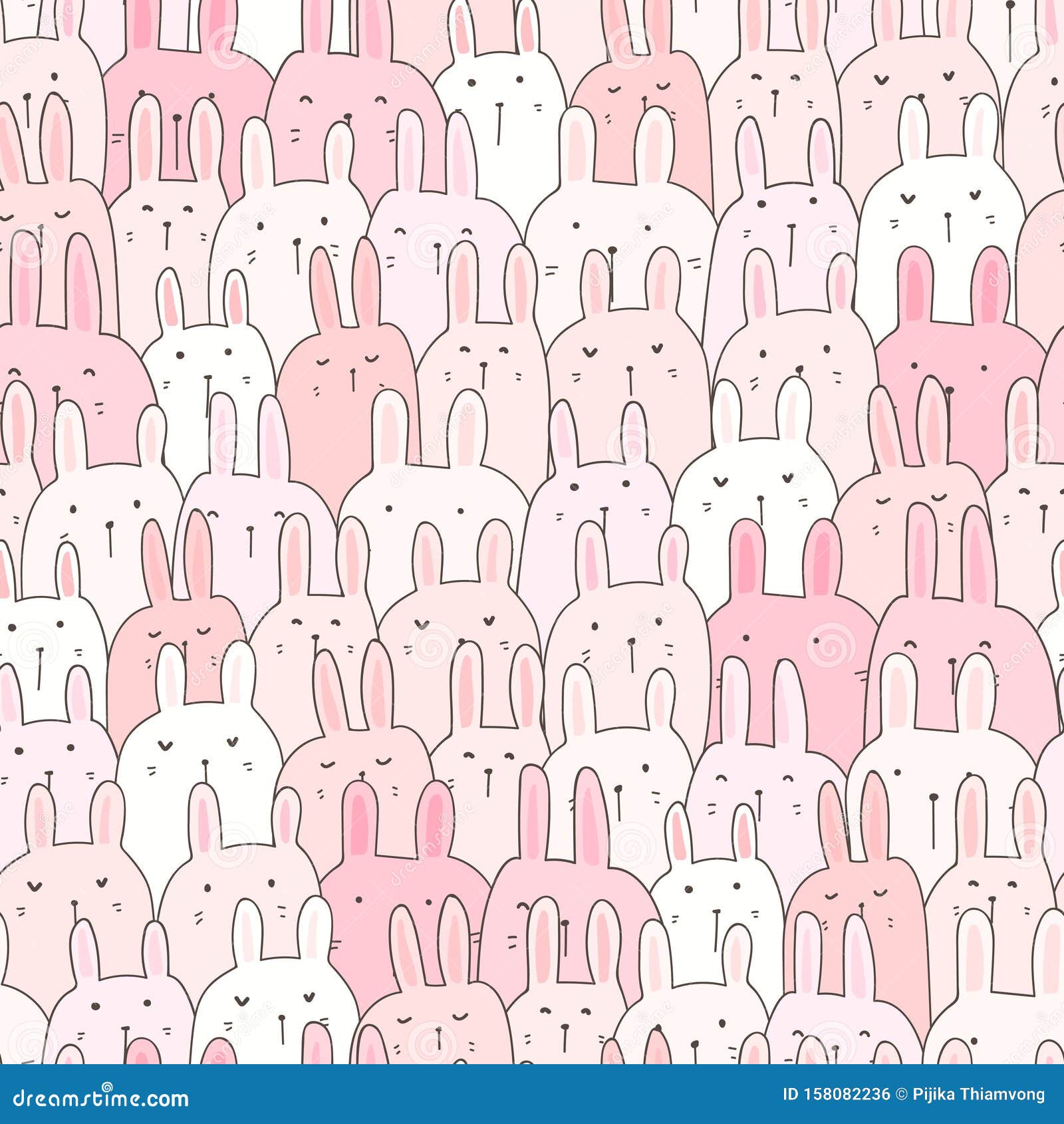 Cute Bunny Seamless Pattern Background. Stock Vector - Illustration of ...