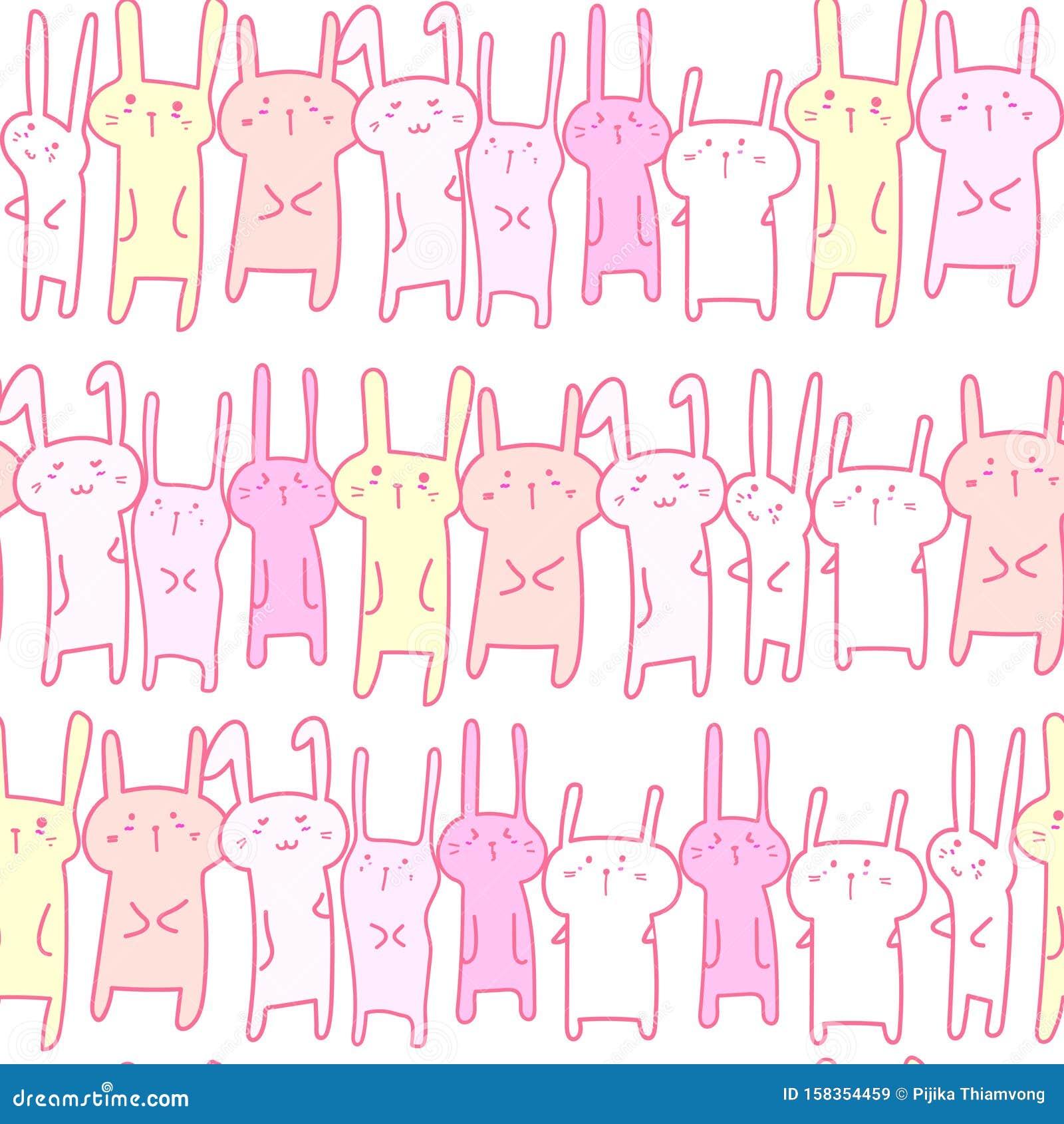 Cute Bunny Seamless Pattern Background. Stock Vector - Illustration of ...