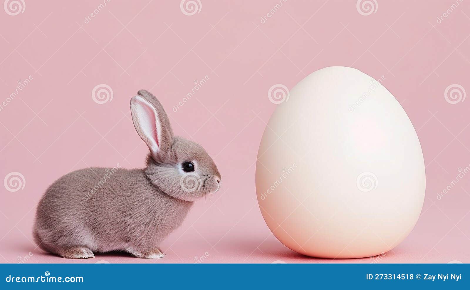 Cute Bunny and Single Easter Egg. Concept of Happy Easter Day Stock ...