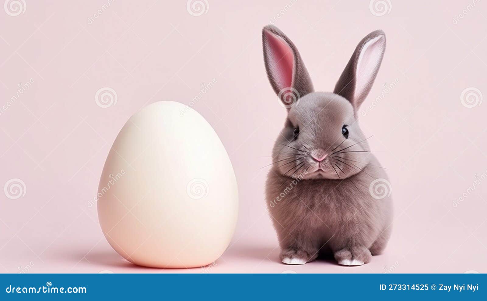 Cute Bunny and Single Easter Egg. Concept of Happy Easter Day Stock ...