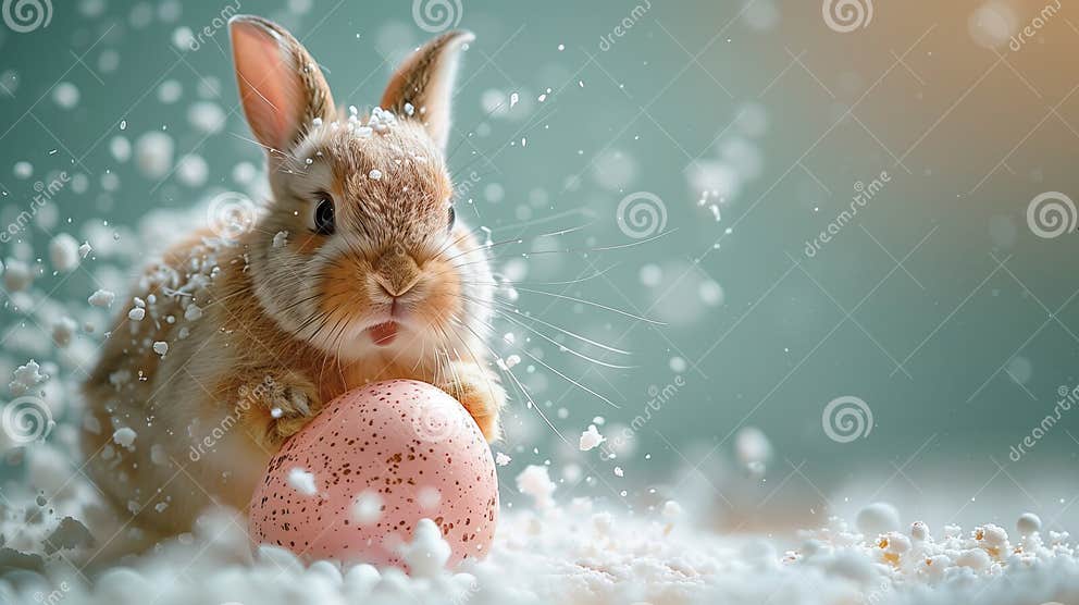 Cute Bunny and Single Easter Egg. Concept and Idea of Happy Easter Day ...