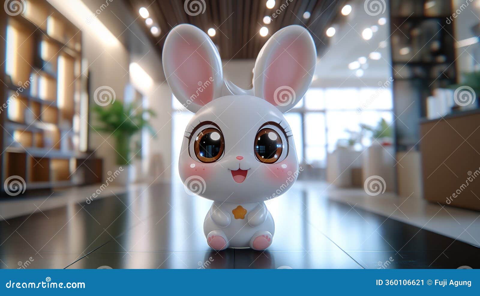 Cute Bunny Sitting Lobby Modern Building Stock Illustration ...