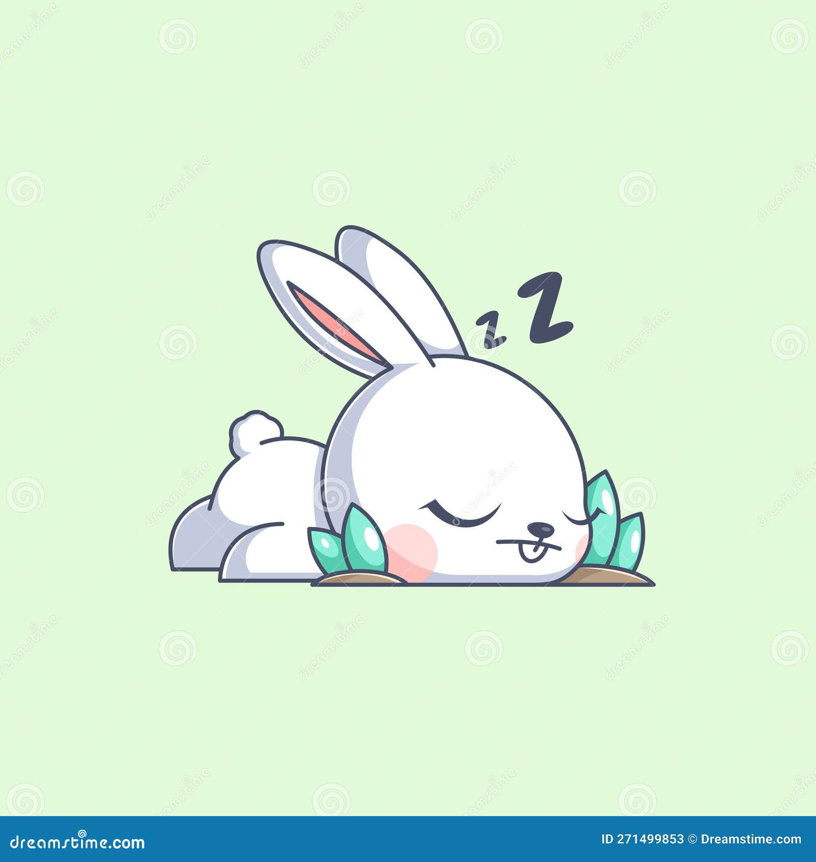 Cute Bunny Sleeping in the Garden Stock Vector - Illustration of bunny ...