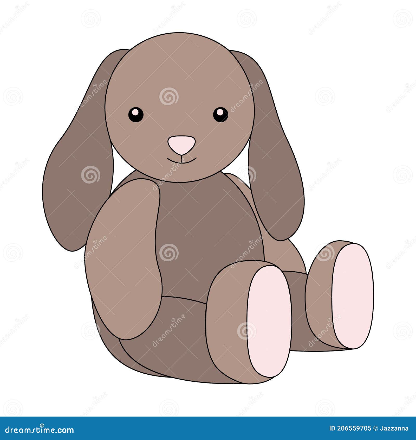 Cute bunny soft toy stock vector. Illustration of vector - 206559705