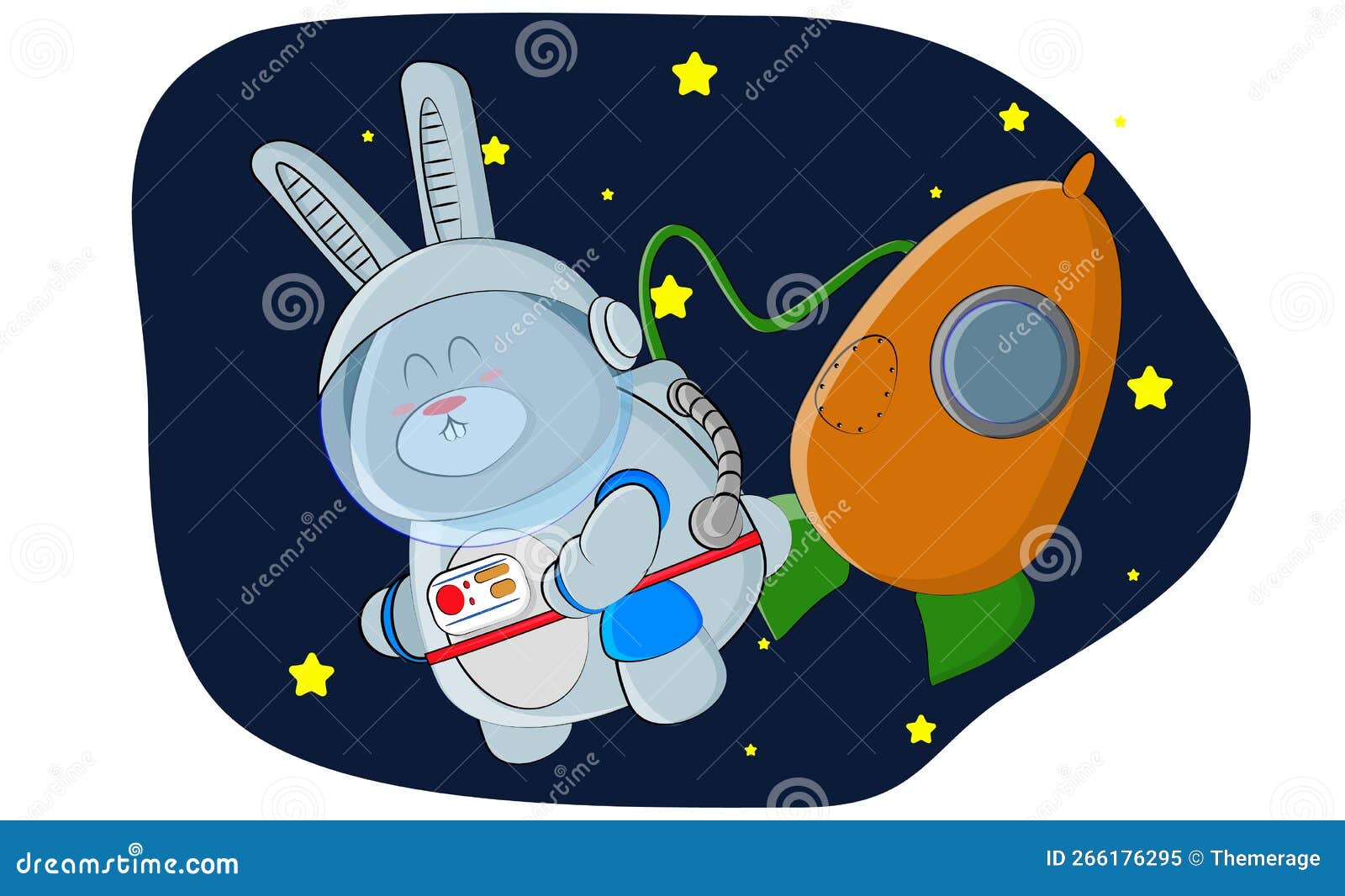 Cute Bunny in Space Studying the Stars Stock Vector - Illustration of ...
