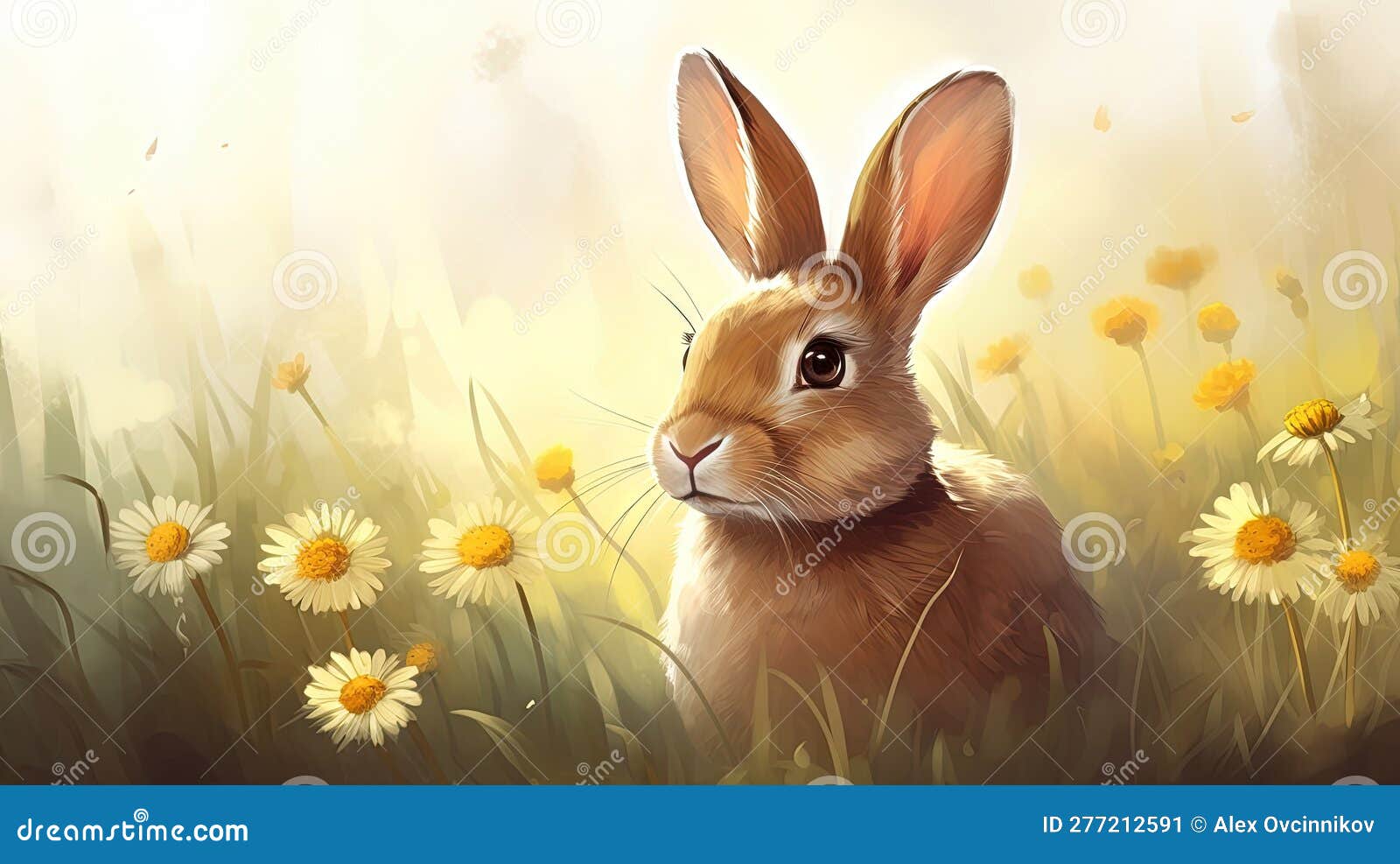 Cute Bunny on a Spring Wildflower Meadow. Perfect for Easter ...