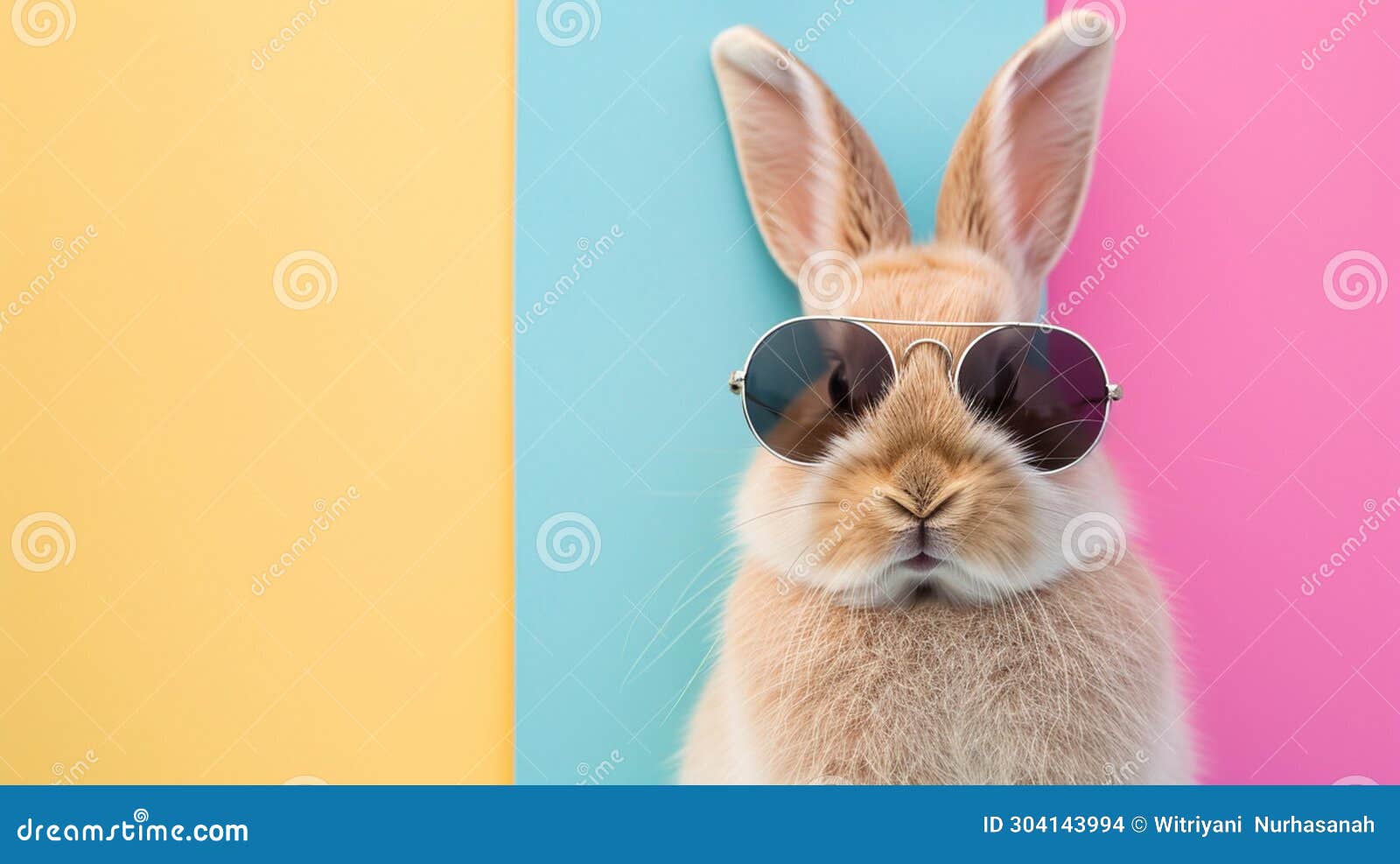 Cute Bunny with Sunglasses on Colorful Background. AI Generative Stock ...