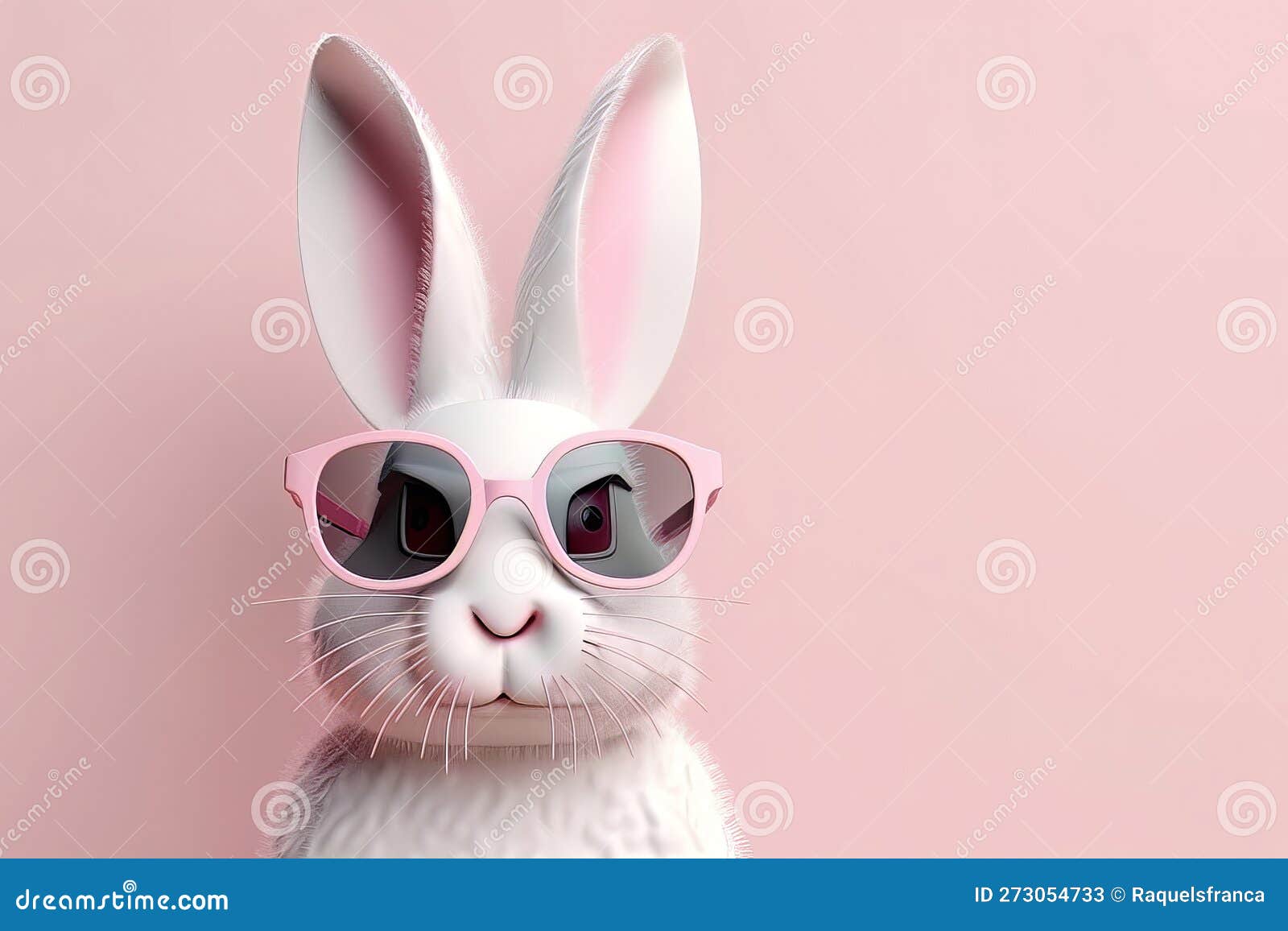 Cute Bunny with Sunglasses on Pink Background with Copy Space Stock ...